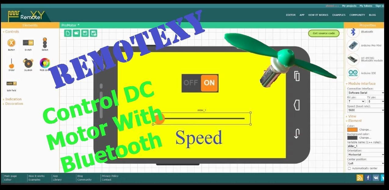 RemoteXY Editor – How to Control DC Motor With Smartphone and Bluetooth With RemoteXY ...