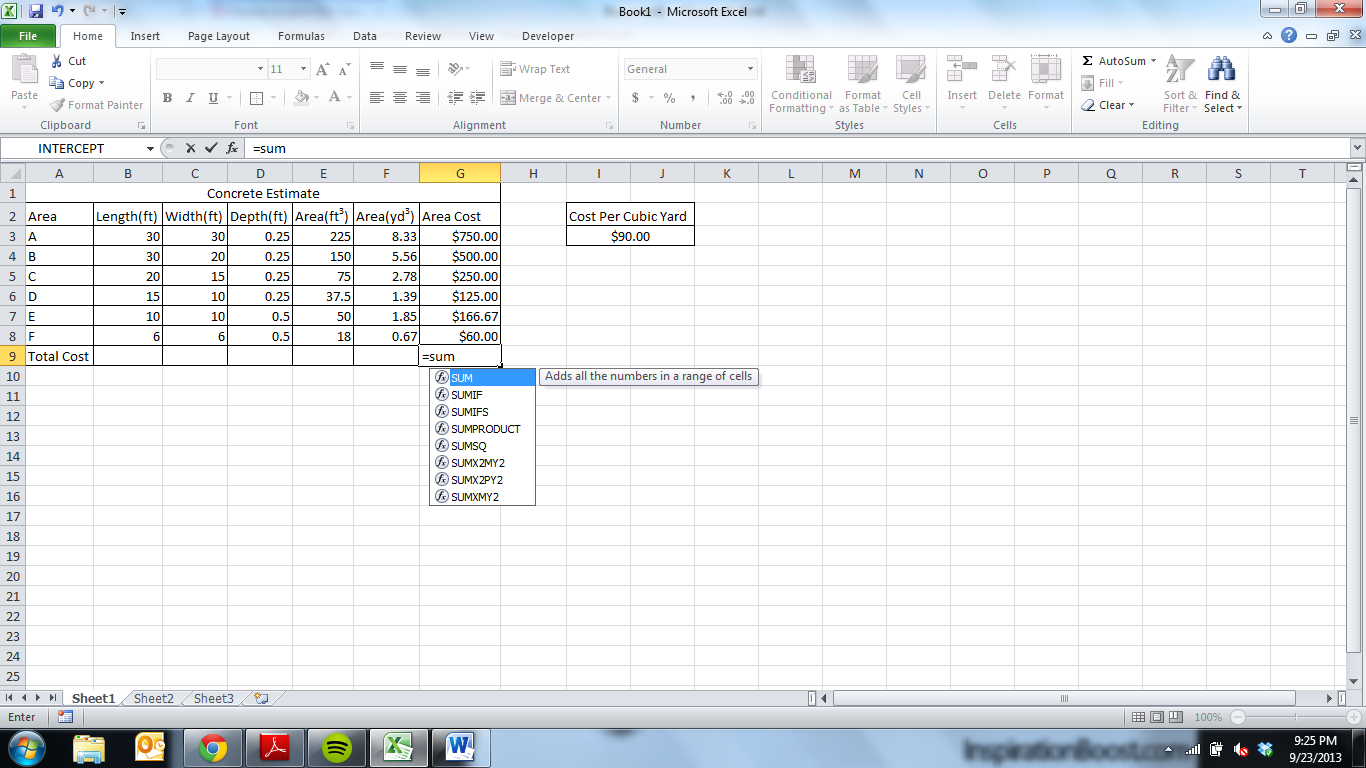 Using Excel's Basic Formula Functions to Create an Project Estimate ...