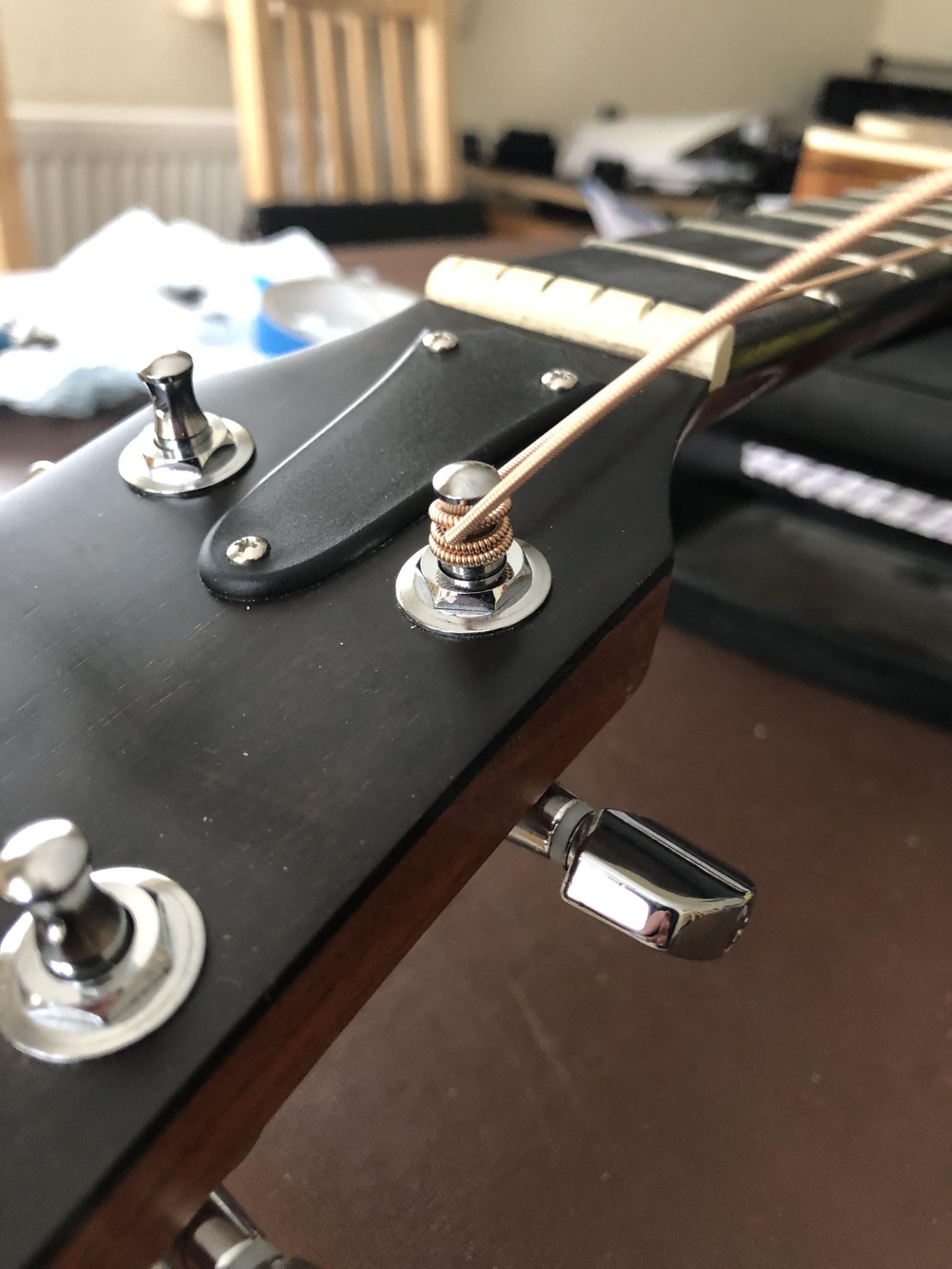 Re- Stringing a Taylor Electro Acoustic Guitar and Locking the Strings ...