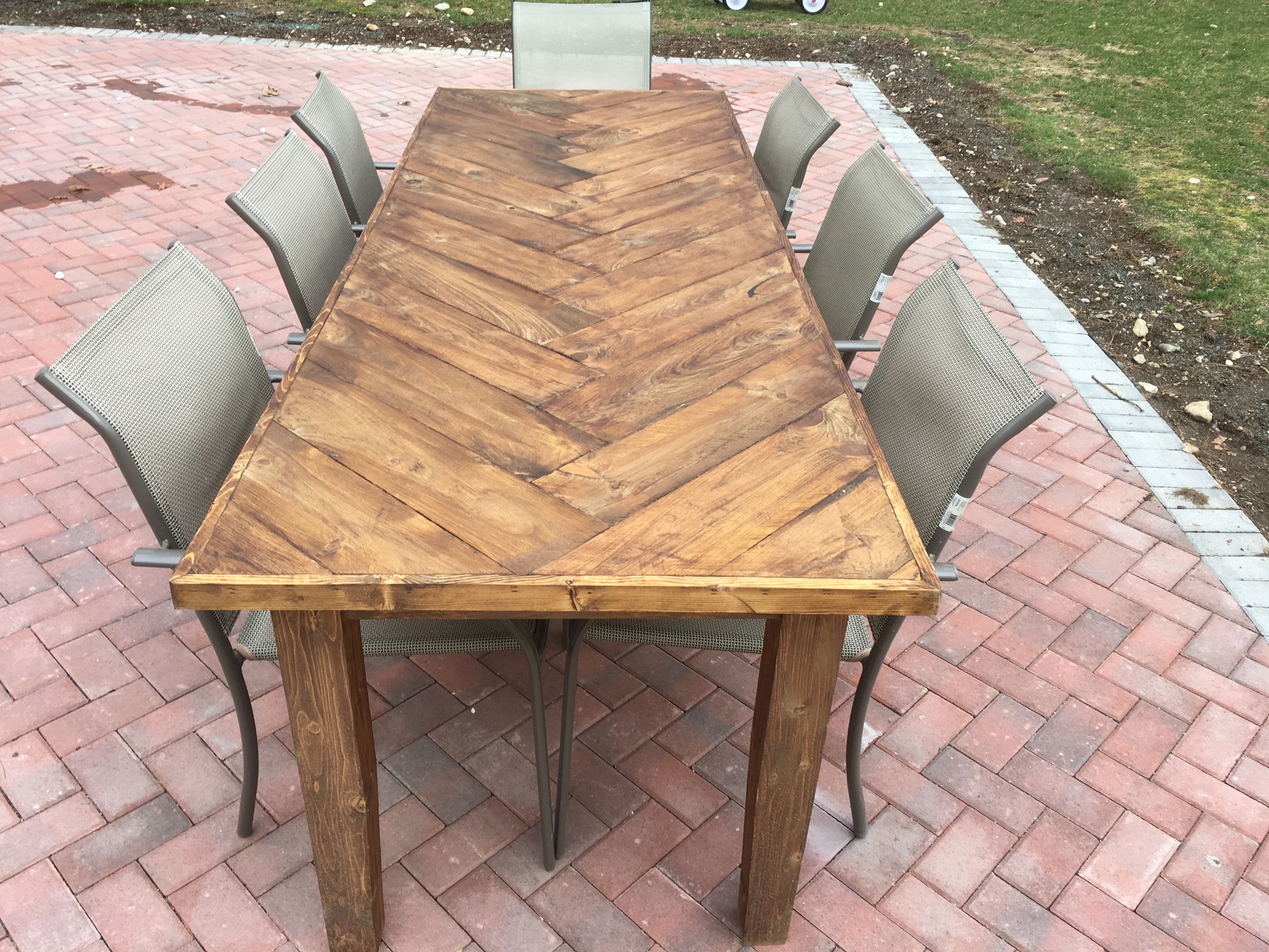 $20 Full Build Herringbone Dinner Table : 14 Steps (with Pictures ...