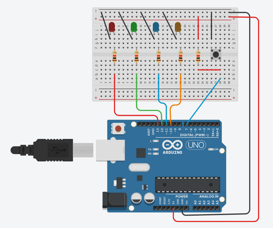 Tarea 1 Secuencia De LEDs Con Pulsador : 3 Steps - Instructables