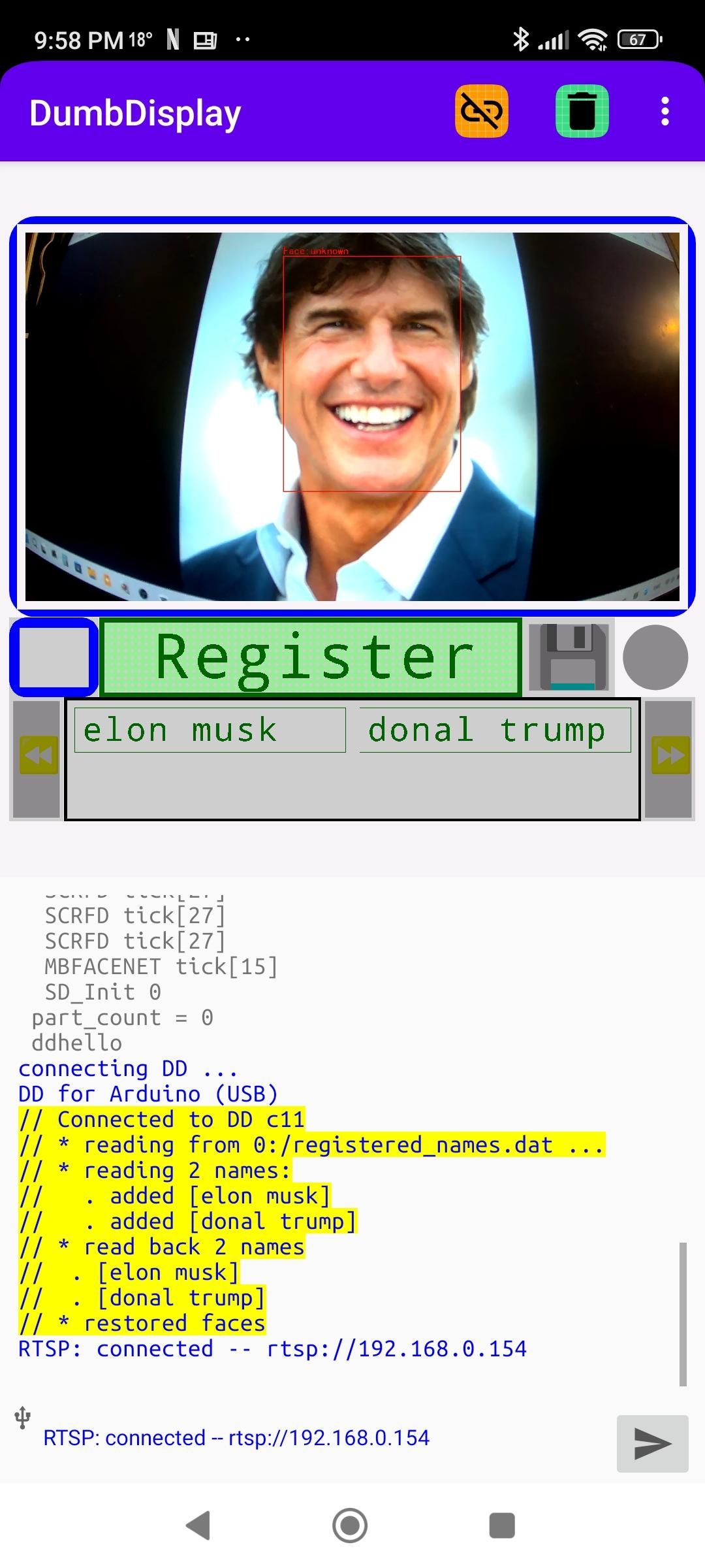Amb82 Mini Arduino Framework Face Recognization Demo GUI With DumbDisplay : 6 Steps - Instructables