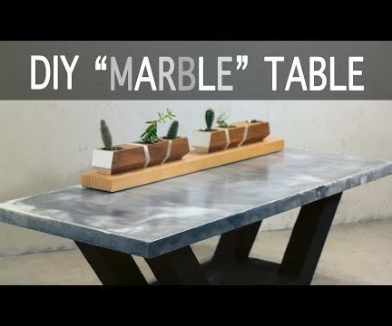 Make a "Marble" Table From Concrete W/ Torched Wood Base : 9 Steps ...