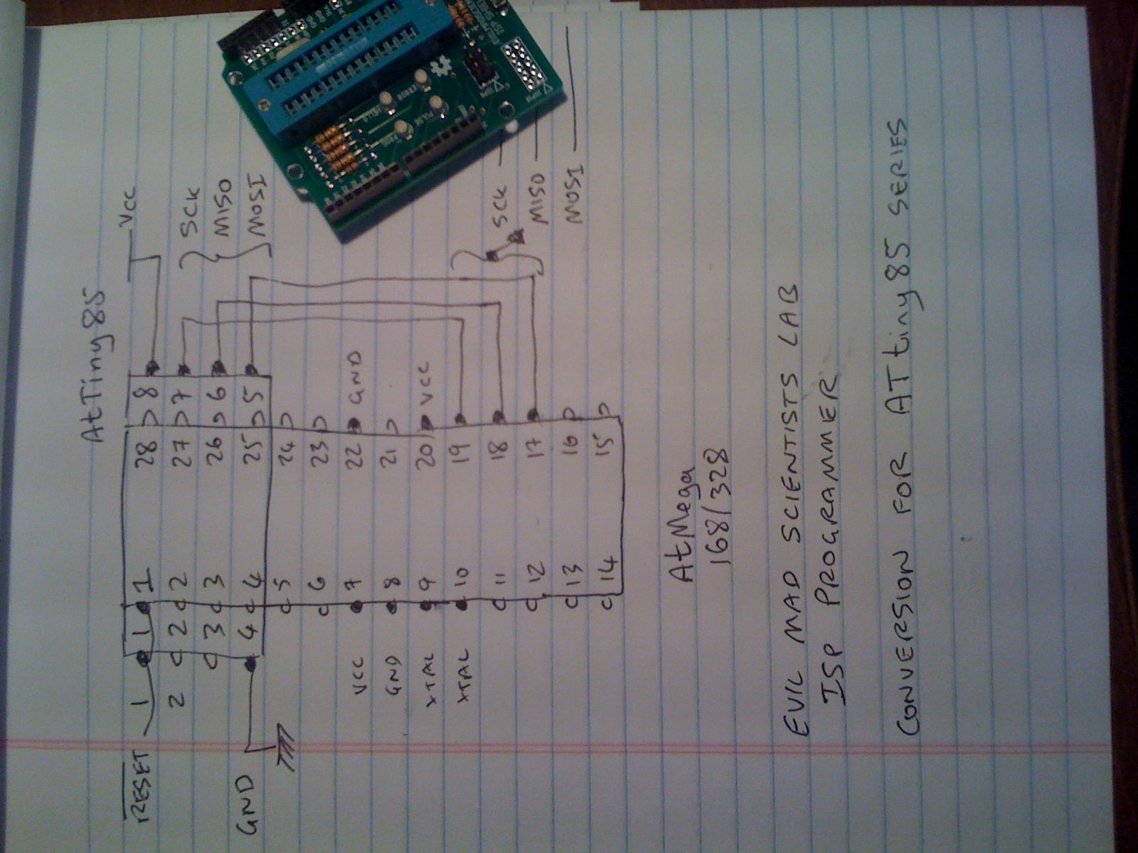 Hacking an Arduino ISP Shield for AtTiny45 / AtTiny85 : 4 Steps ...