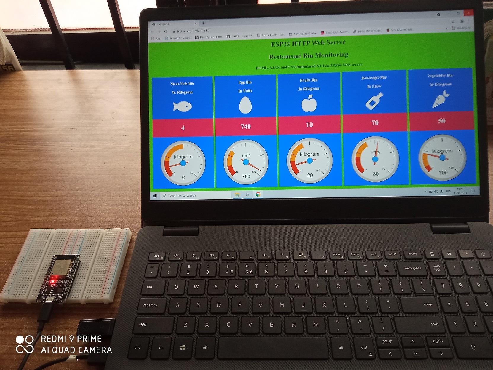 ESP32 – Web Server -- Google Gauge – Restaurant Bin Monitoring : 6 ...