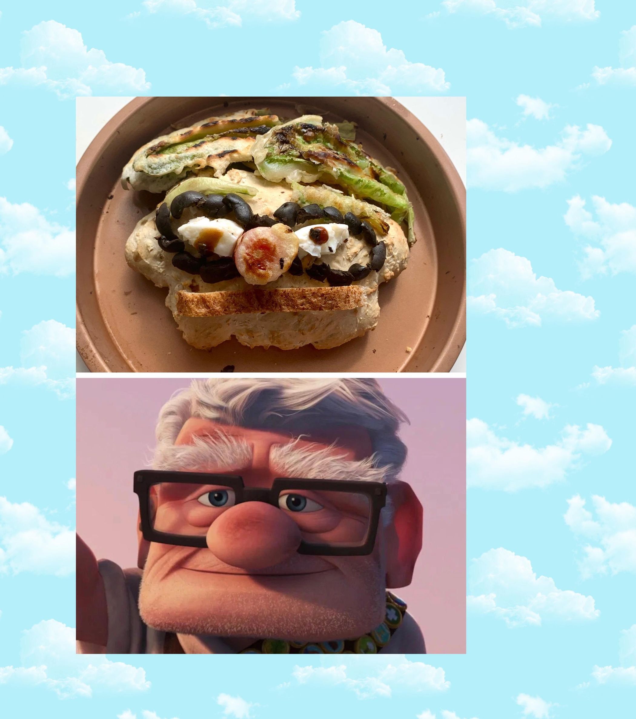 Carl Fredricksen From Pixar’s Up As an Open-Faced Tempura Lettuce ...