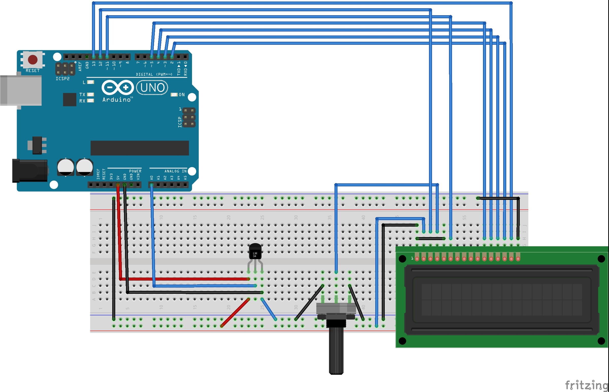 Arduino Powered Temperature Sensor With LCD Output First Time Author ...