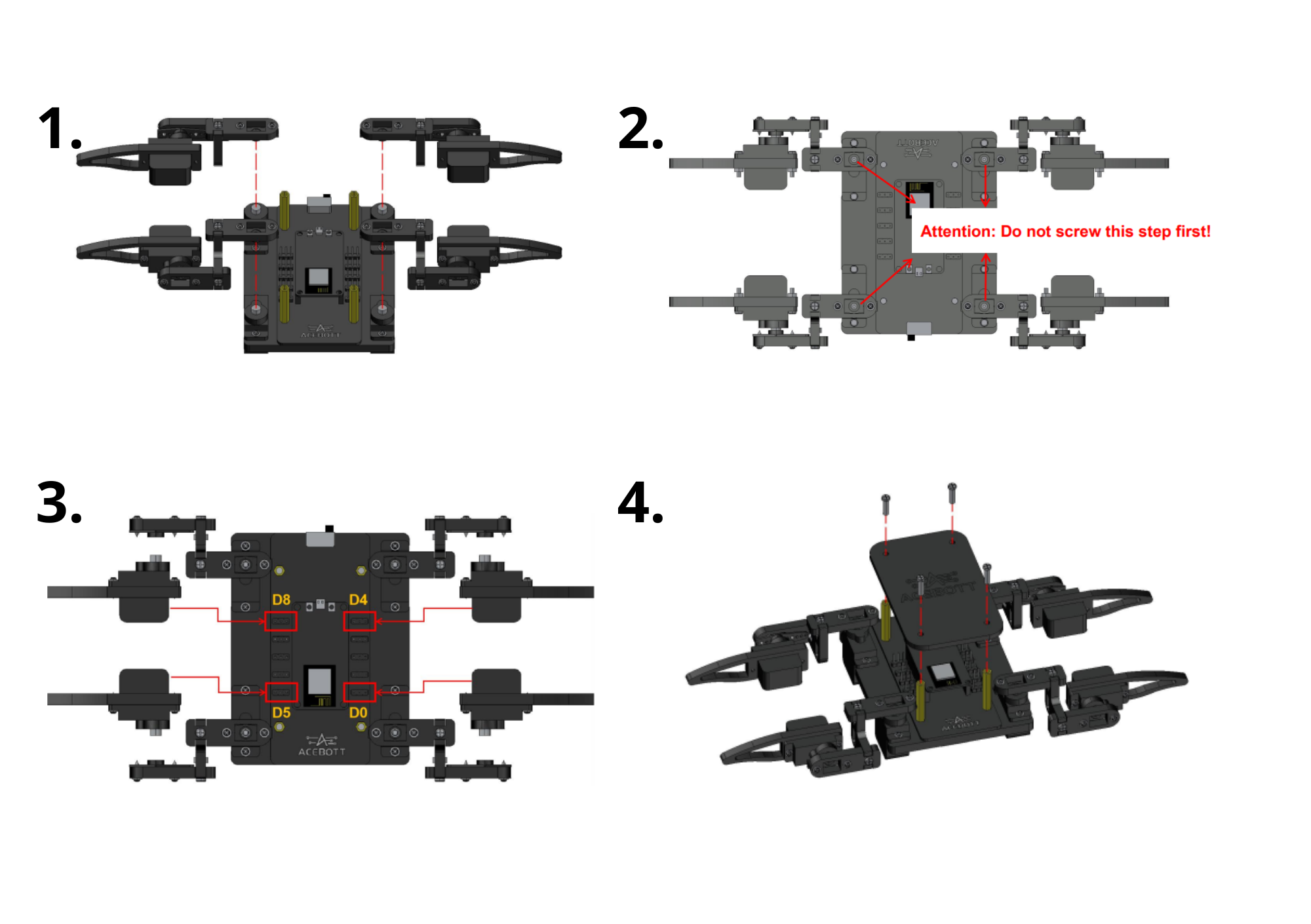 How to Build an 8-servo Spider-like Robot (a Quadruped) Using ACEBOTT ...