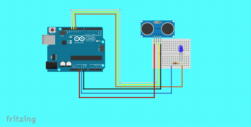 Simple Project With the Ultrasonic Sensor (HC-SR04) +LED -Arduino ...