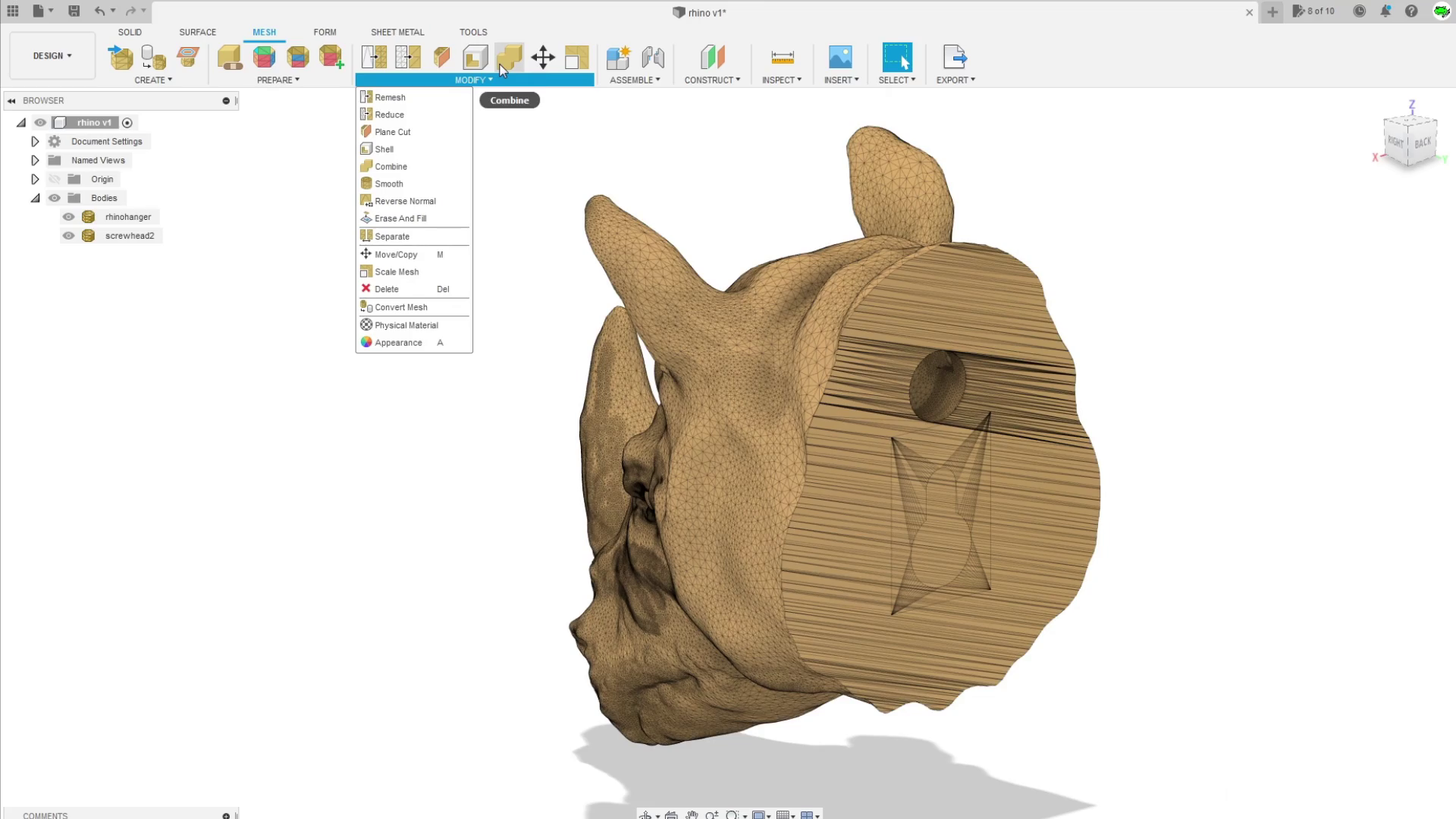 Large STL File Editting With FUSION 360 – Mesh Workspace (part 2) : 6 ...