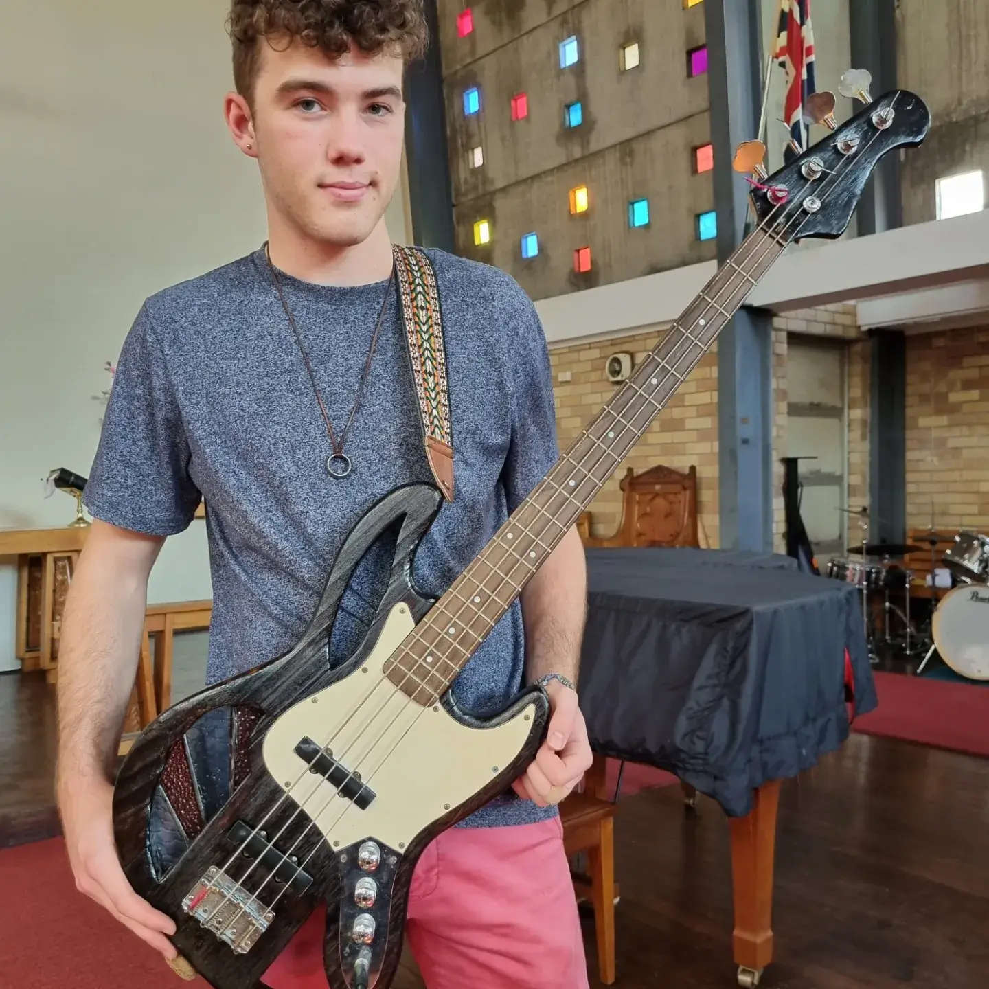 Refurbished Bass With Custom Cutouts, Wood Burnt Finish and Stained ...