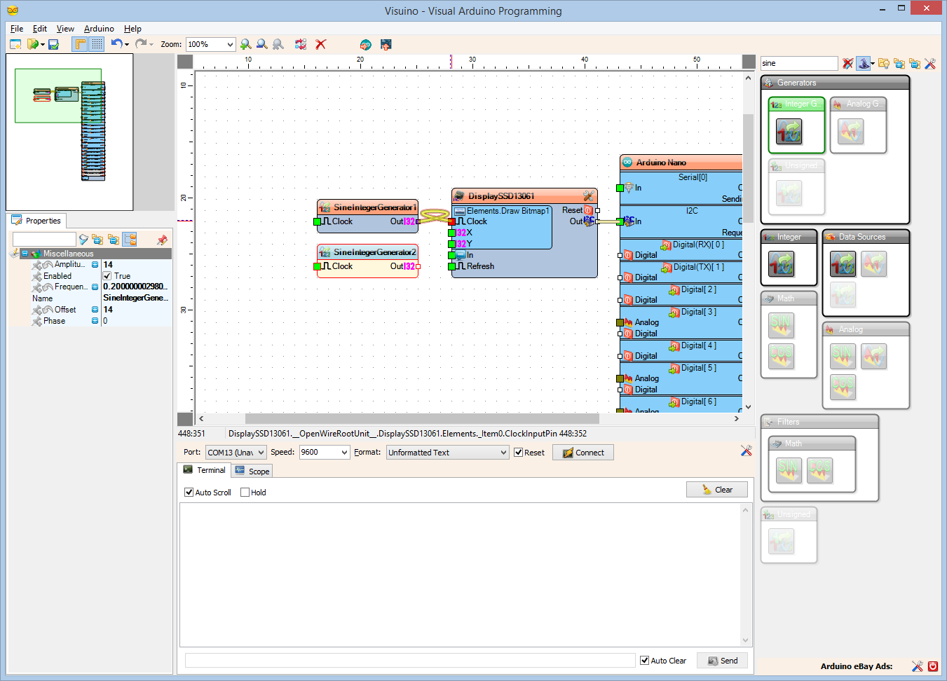 Arduino Nano: Bitmap Animation in SSD1306 I2C OLED Display With Visuino ...