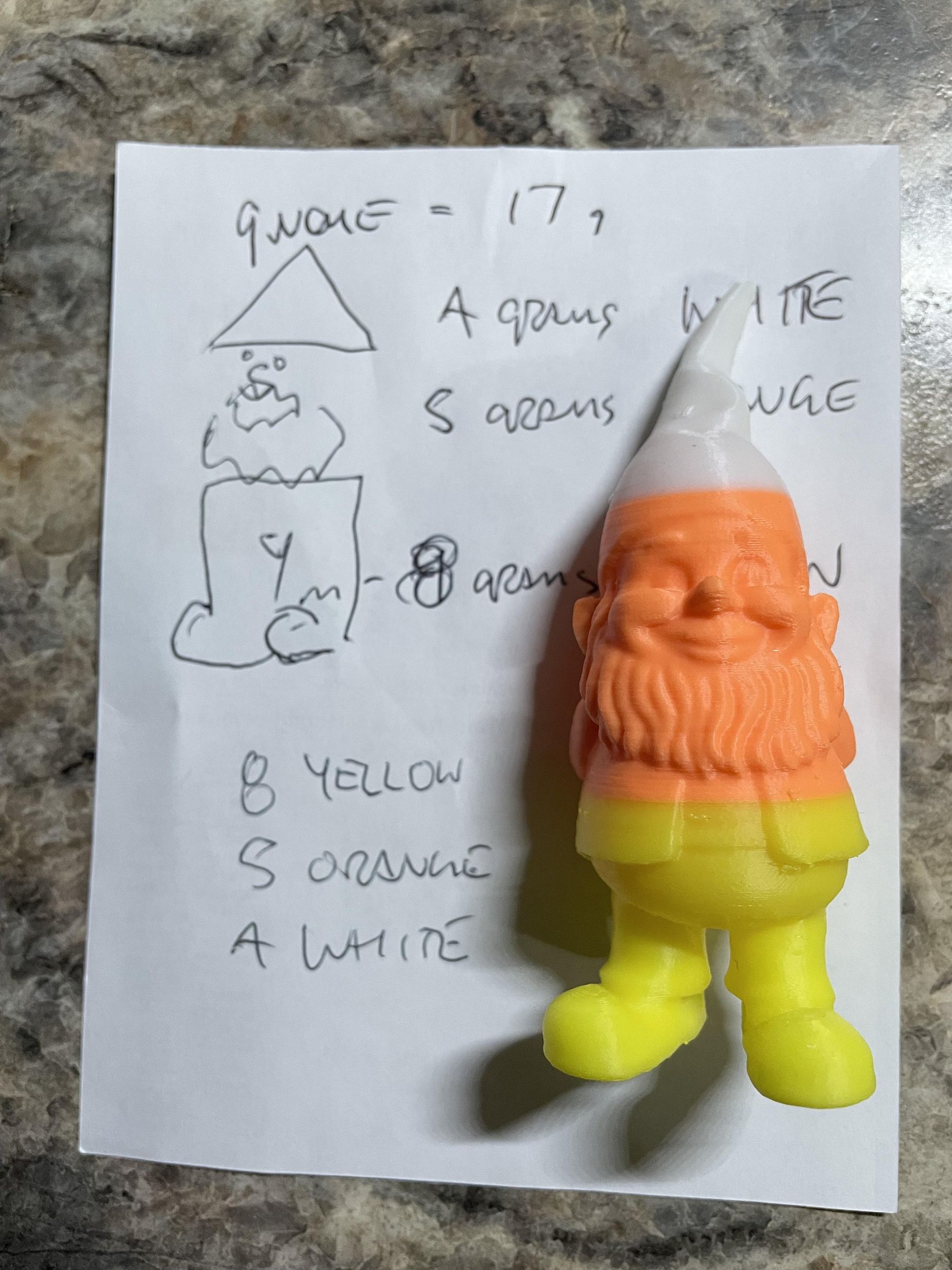 3D Printed Candy Corn Gnome With Filament Splicing : 3 Steps ...