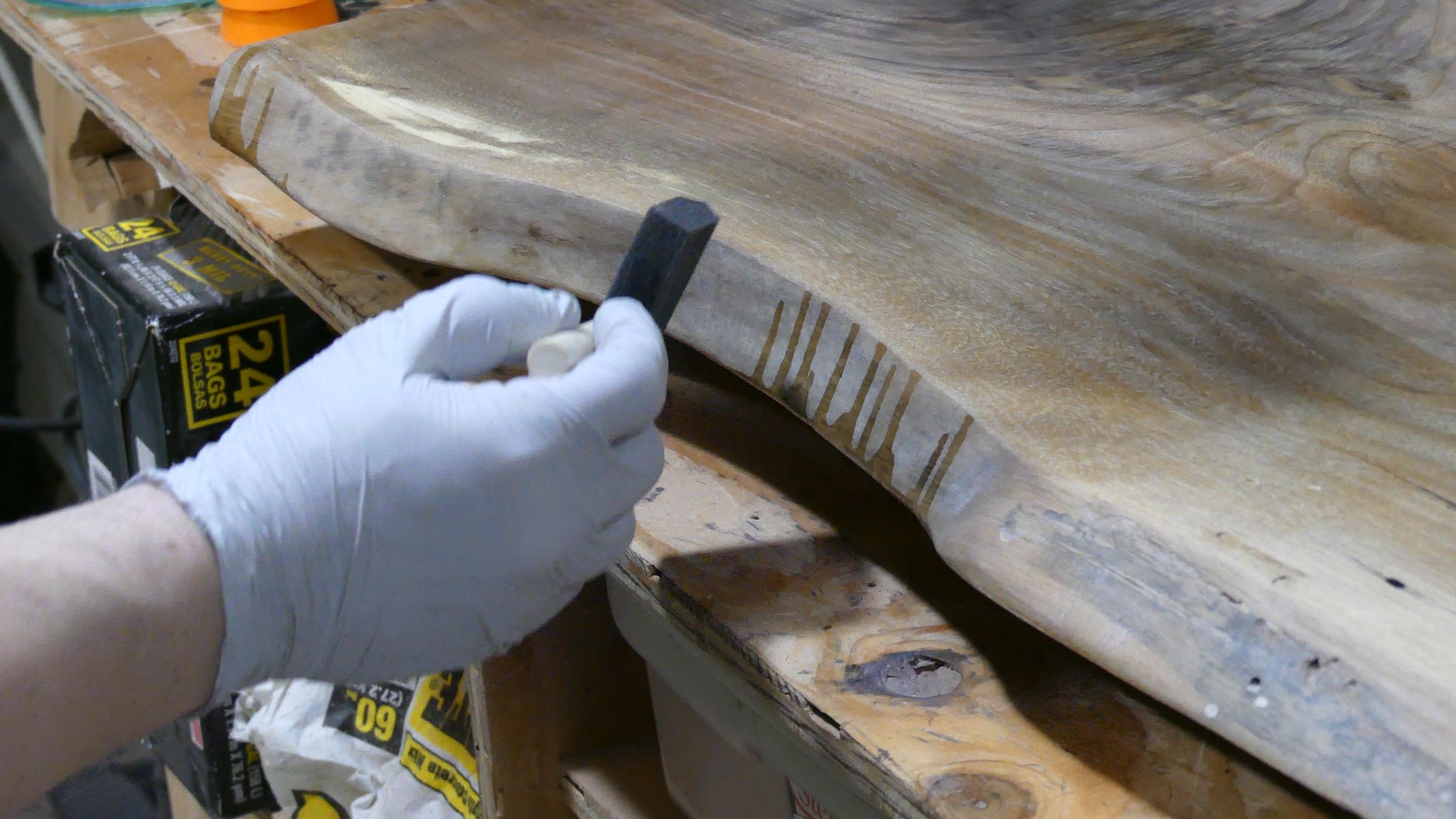 Black Walnut Slab and Black Epoxy Coffee Table (with Cocobolo Bowties ...