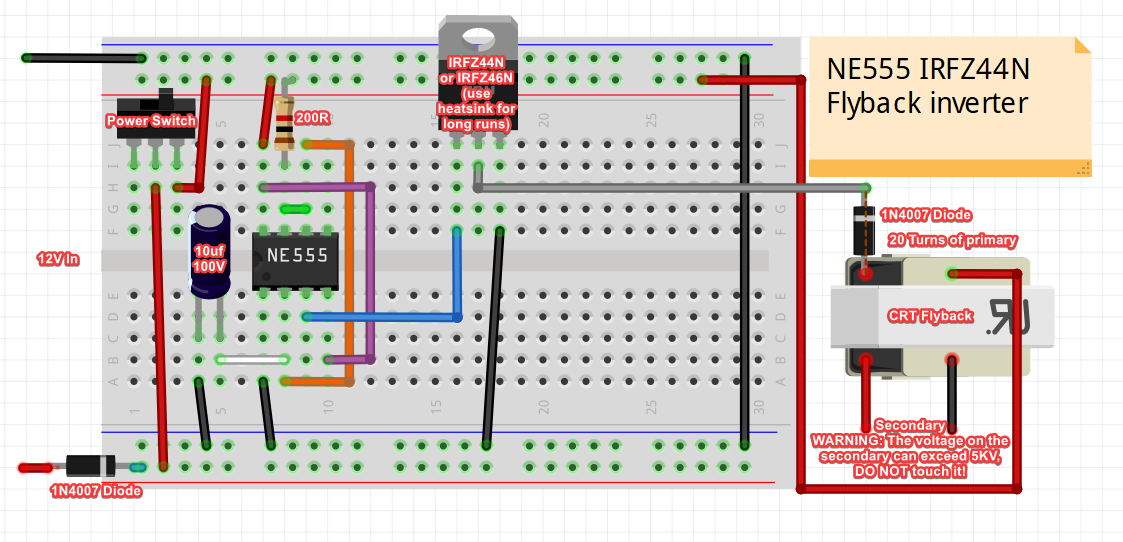 Flyback Transformer Driver With 555 Timer : 5 Steps - Instructables