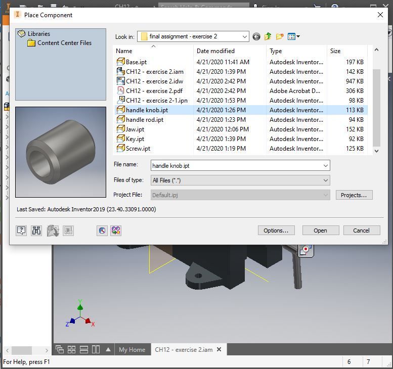 How to Assemble Exercise 2 From Chapter 12 of the Autodesk Inventor ...