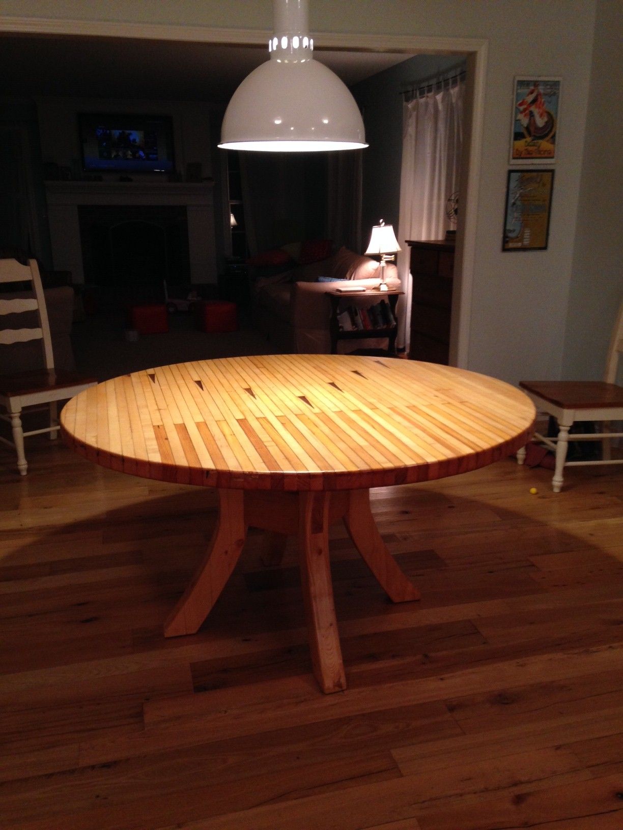 Round Dining Table Made From Bowling Alley Wood : 5 Steps (with ...