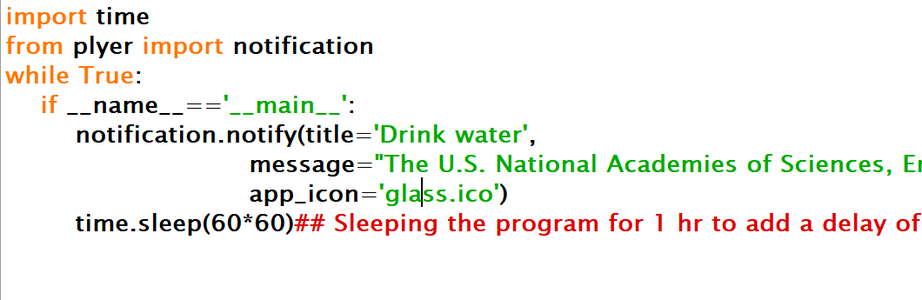 Water Reminder In Python 5 Steps Instructables