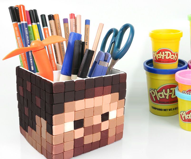 DIY Minecraft Steve Pen Holder ! How to Make Play Doh Minecraft Pen ...