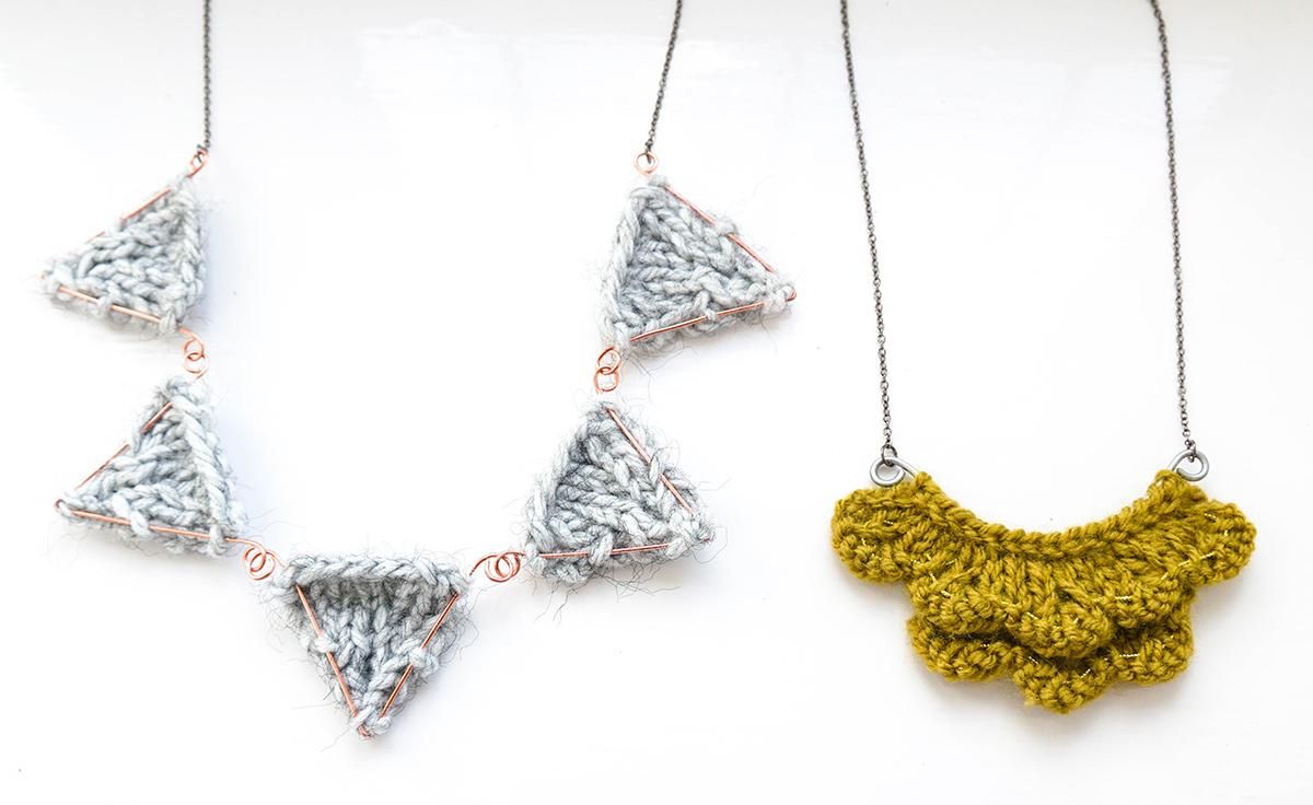 DIY Knitted Necklaces | 2 X Pretty Patterns With Metallic Details : 14 ...