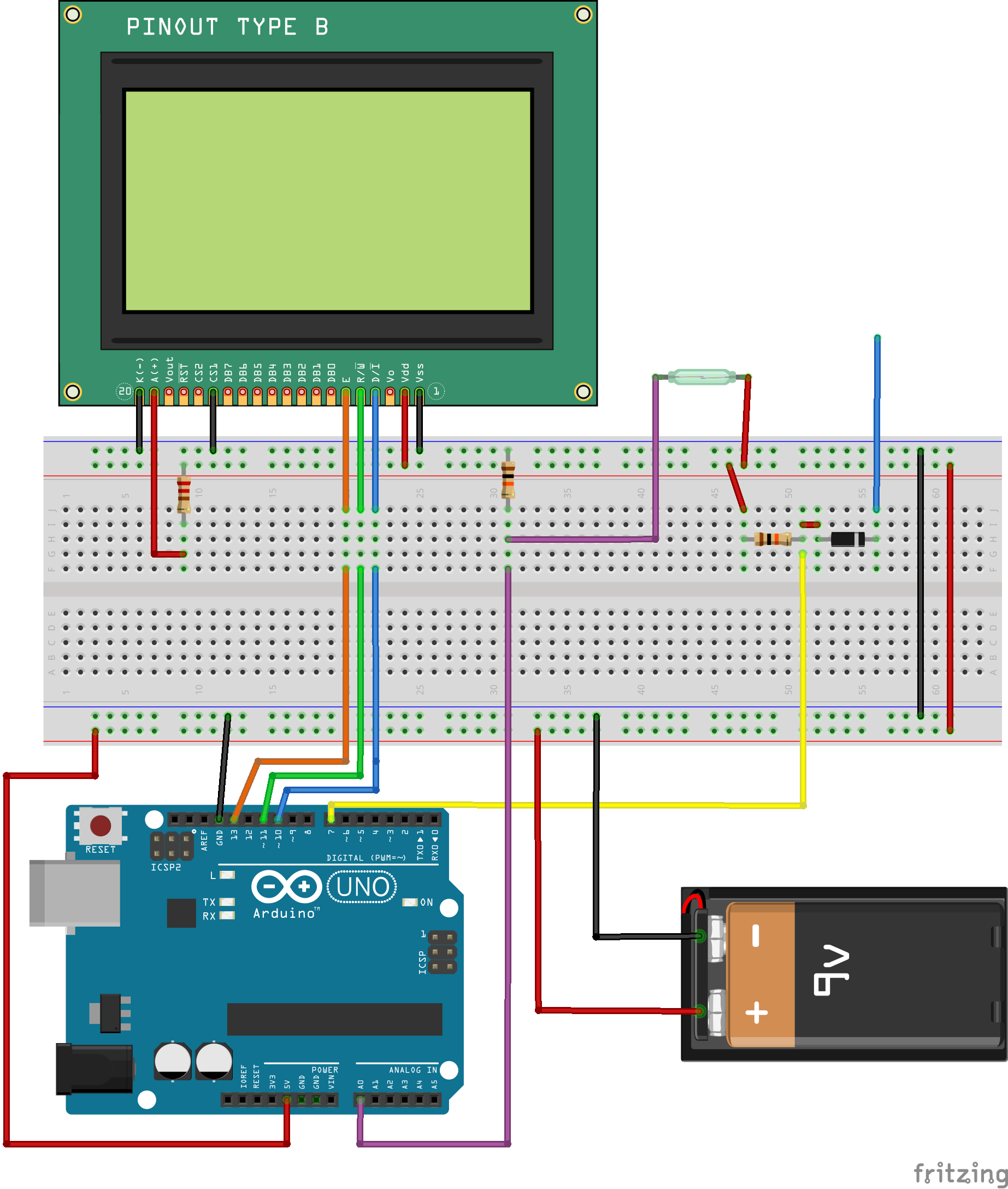 Arduino Bike Speedometer With 128 X 64 Graphics LCD : 5 Steps (with ...