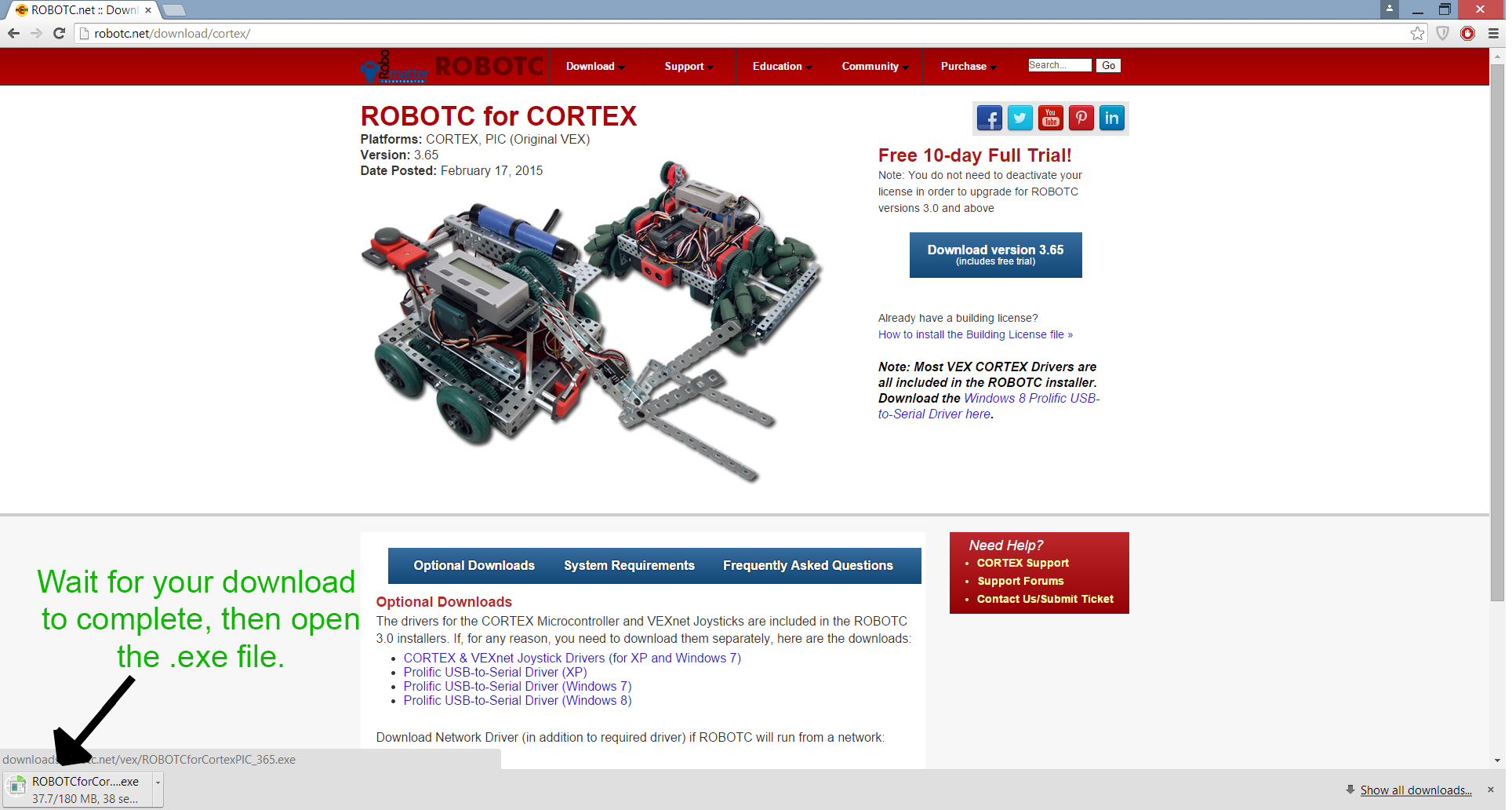 Vex Cortex Configuration Over Usb