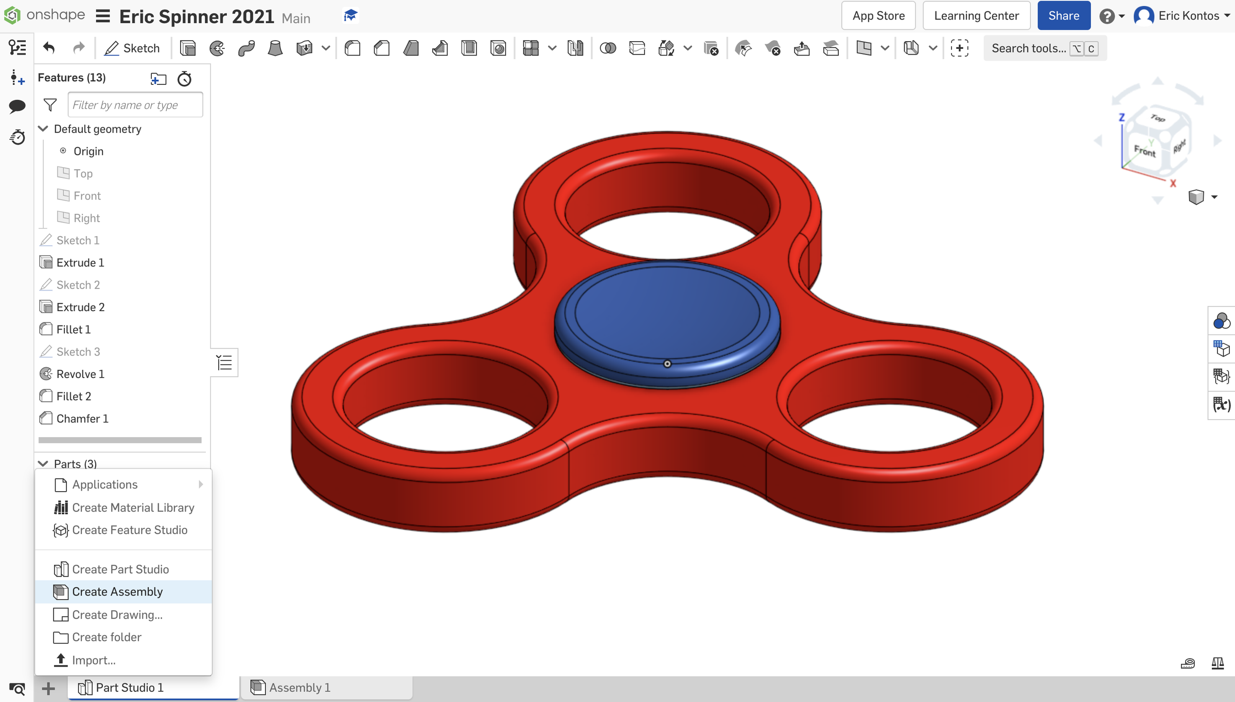 Fidget Spinner in Cad ONSHAPE : 14 Steps (with Pictures) - Instructables