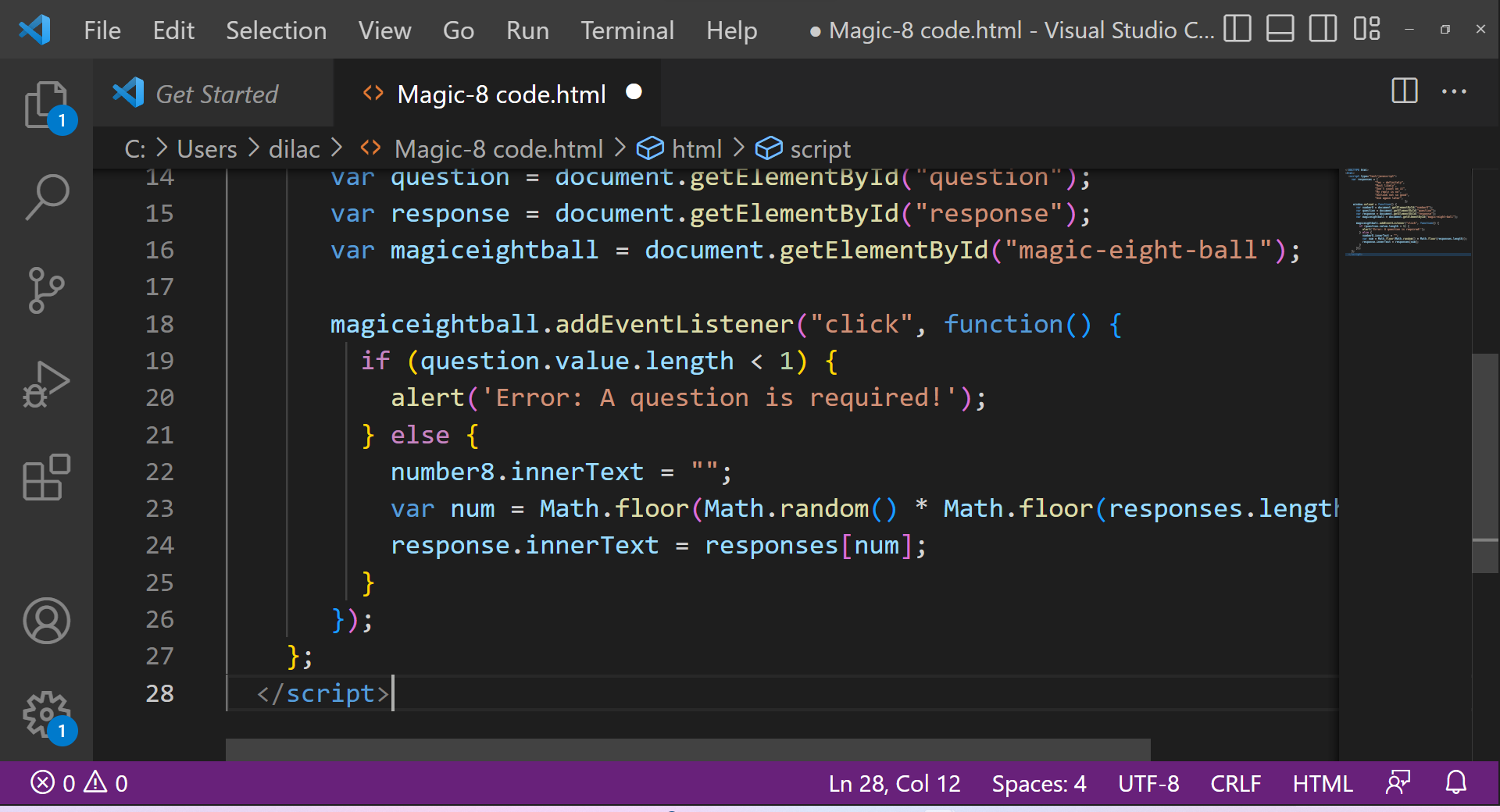 How to Format Basic HTML Magic 8-Ball Program Instruction Set : 12 ...
