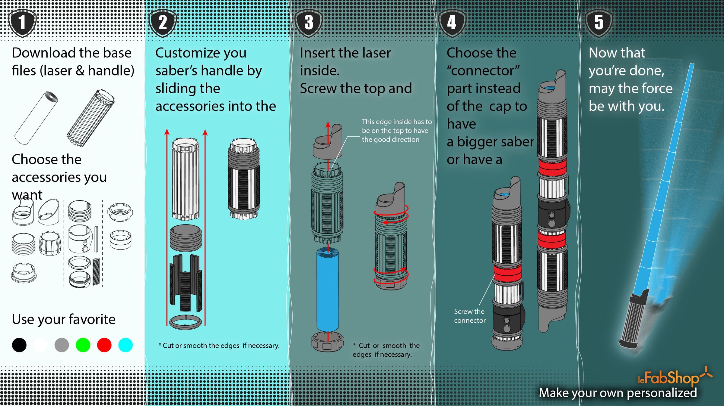 Customizable Crossguard Lightsaber, From the Force Awakens : 3 Steps ...