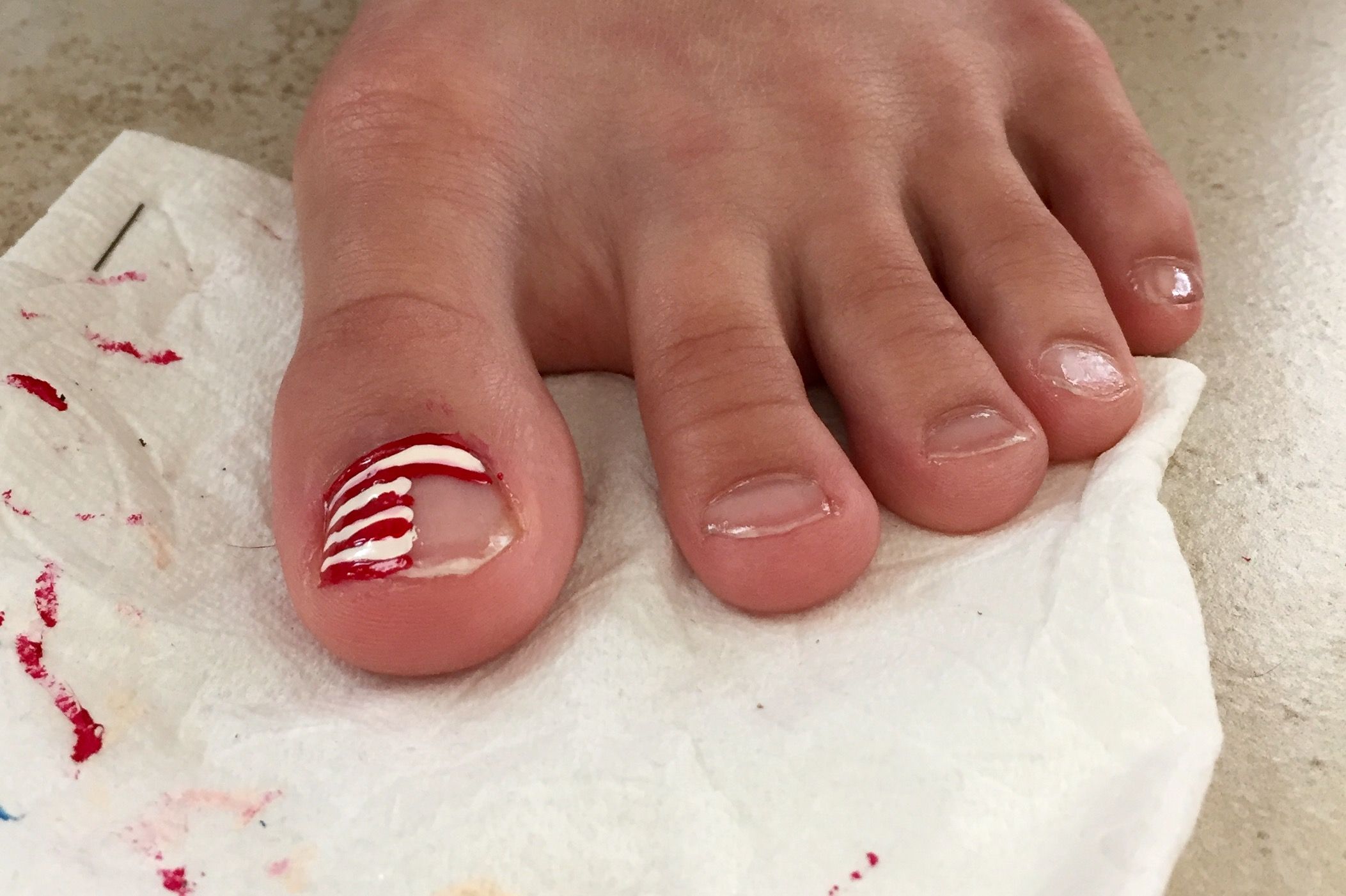 Candy Cane French Tips Toes