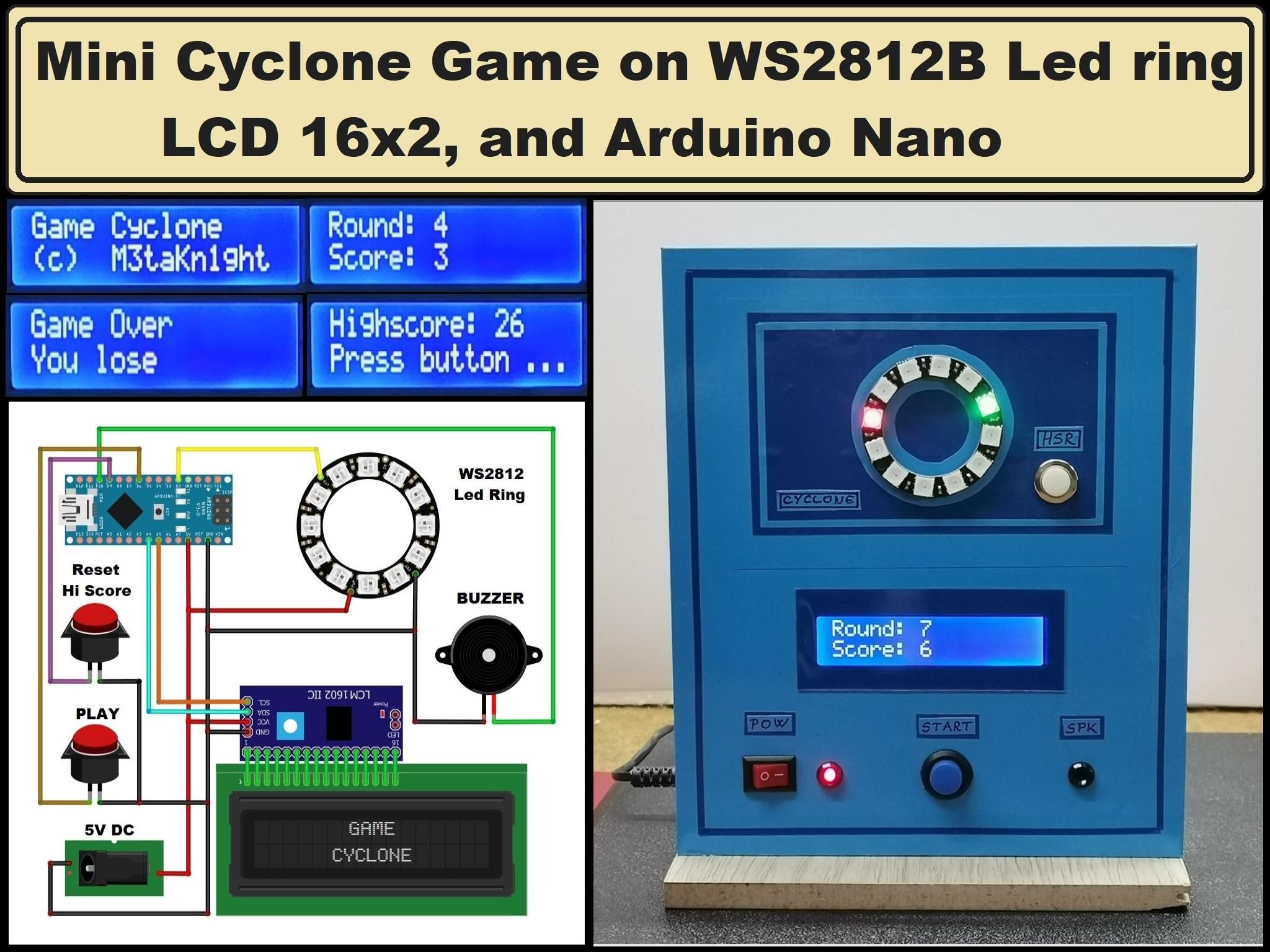Mini Cyclone Game on WS2812 LED Ring and Arduino Nano : 4 Steps ...