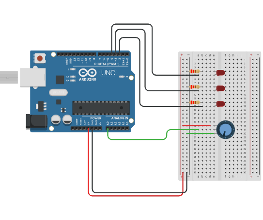 Using a Potentiometer to Control 3 LEDs" - Instructables