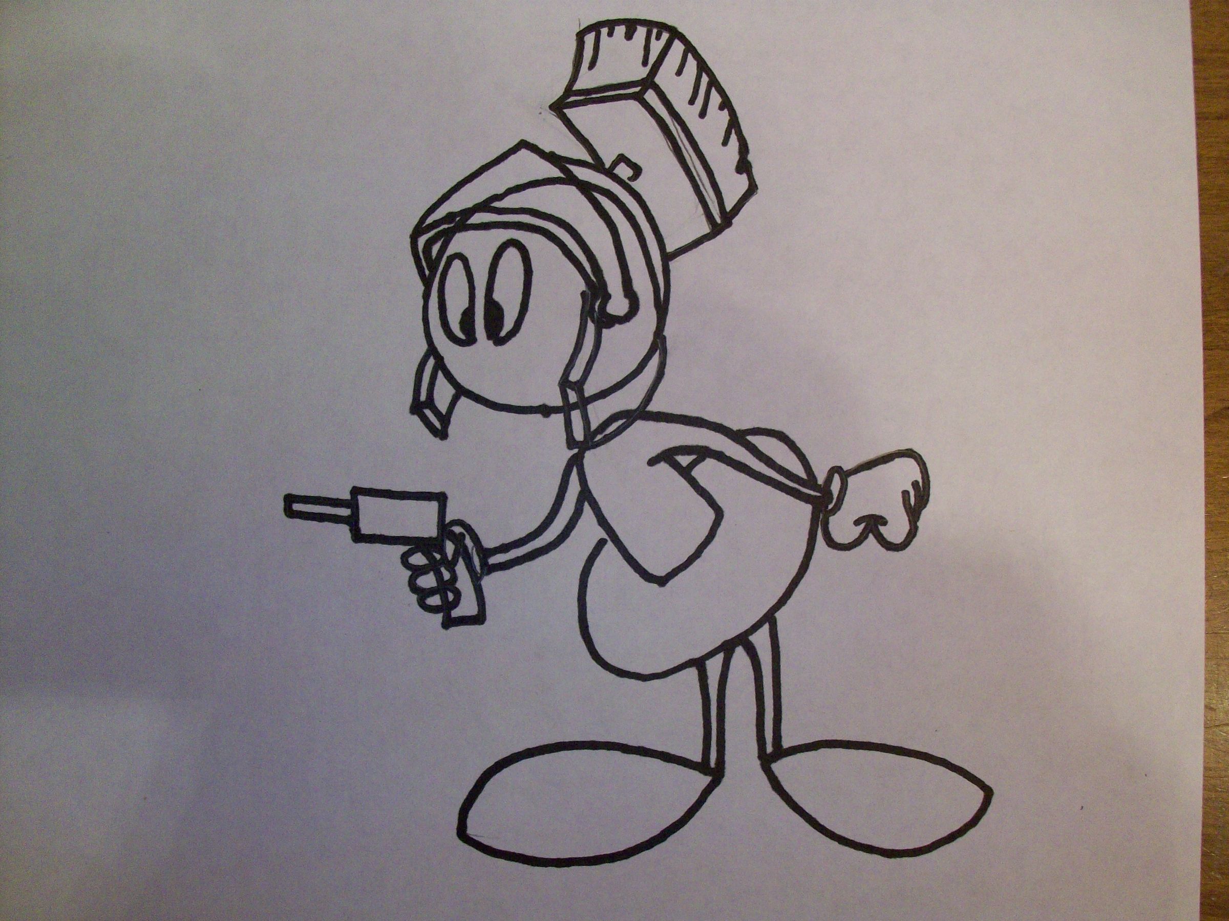 How to Draw Marvin the Martian (from Looney Tunes) : 6 Steps ...
