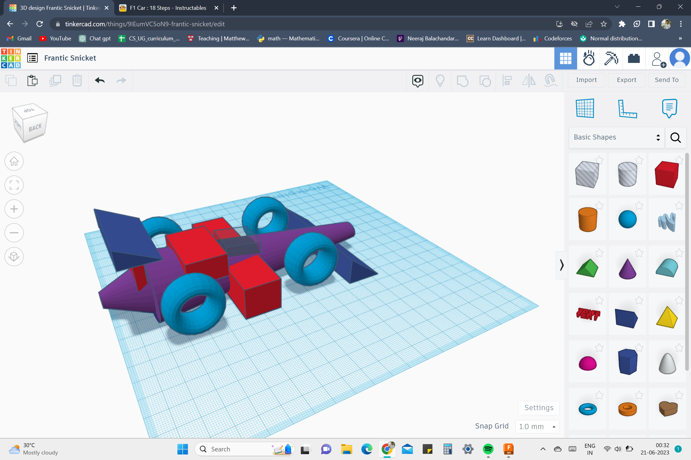 A F1 Car (Formula One) Model in Autodesk Fusion 360 Sent From Tinkercad ...