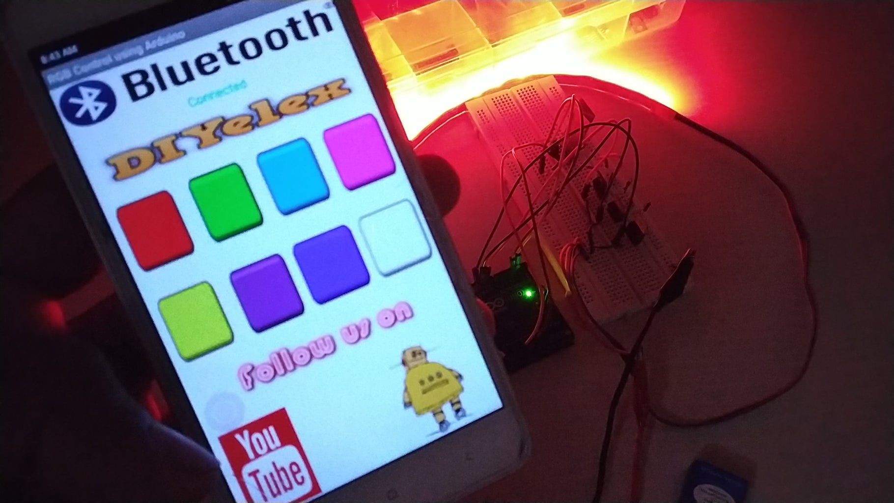 Rgb Led Strip Control Via Bluetooth Using Arduino Android Application 4 Steps Instructables