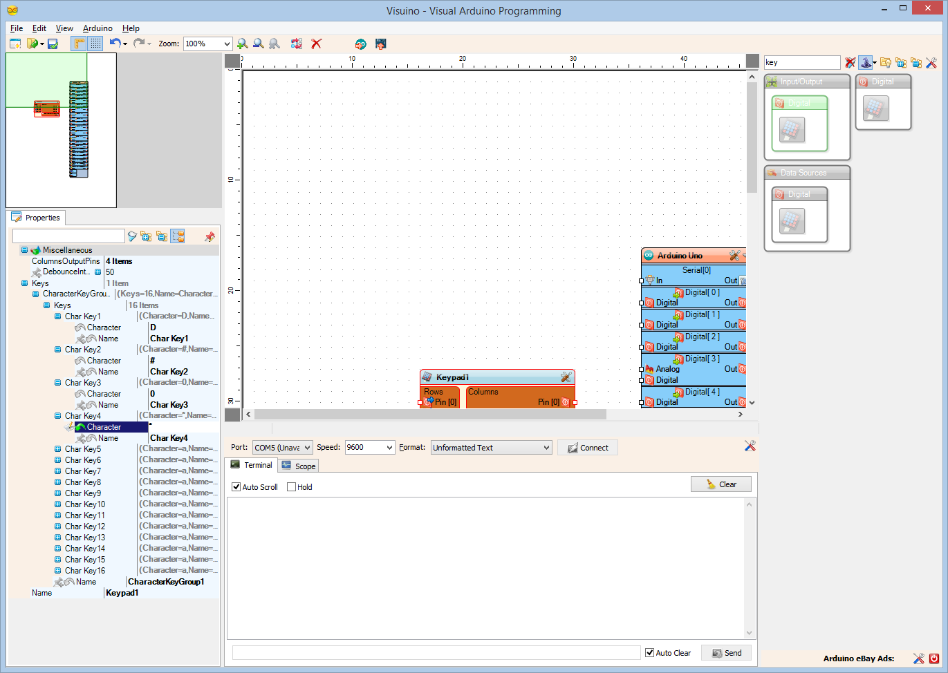 Arduino Nano: Matrix Keypad With Visuino : 10 Steps (with Pictures ...