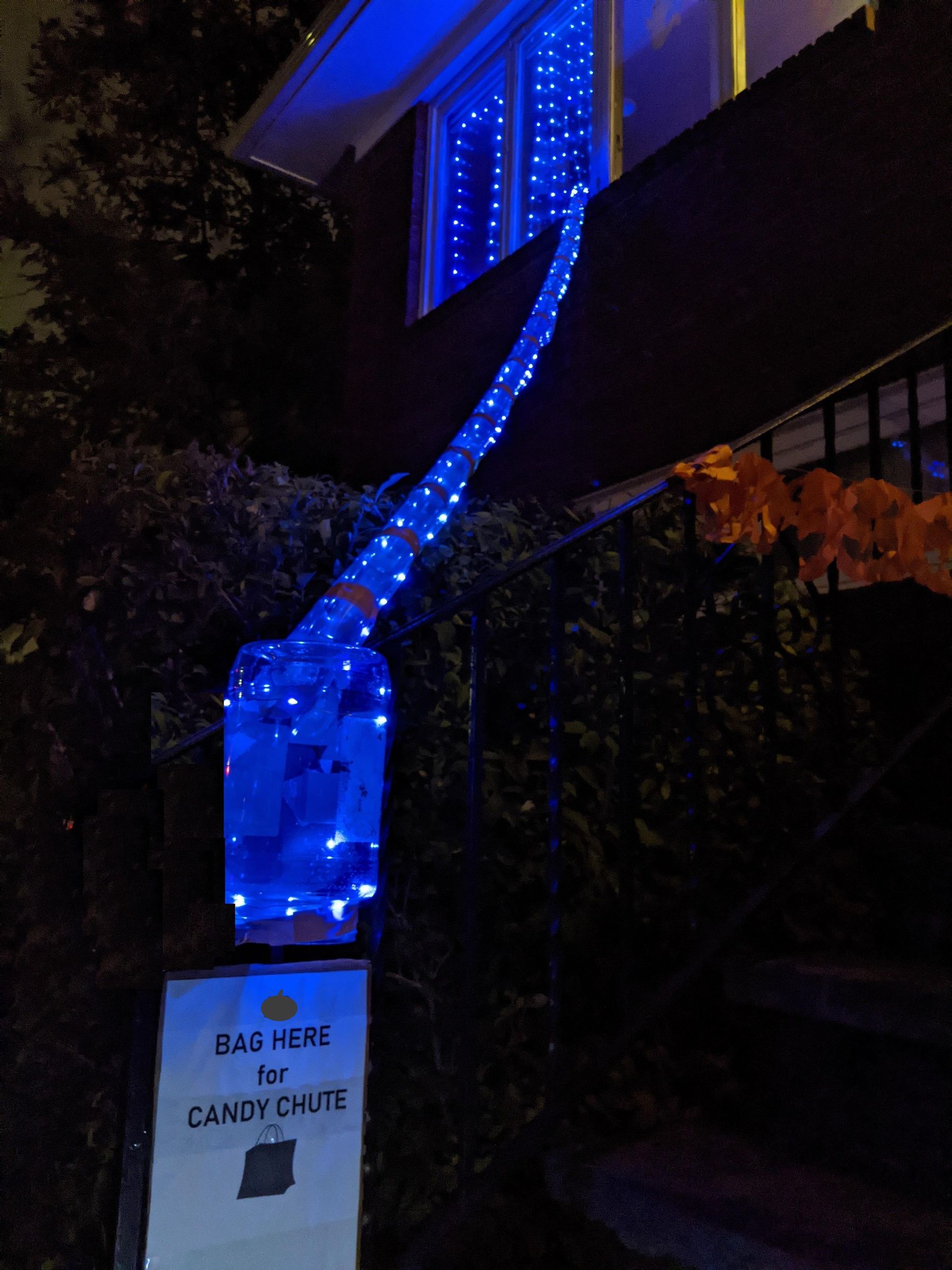 Glowing Halloween Candy Chute From 2nd Floor: Transparent Slide and ...