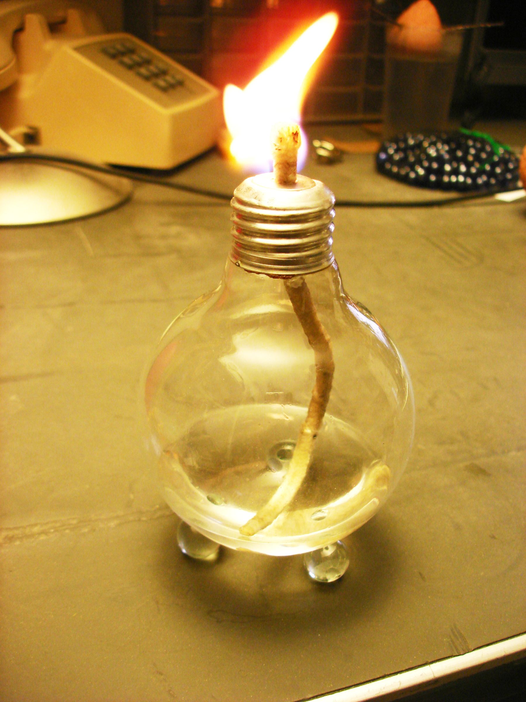 Used Light Bulb Oil/Alcohol Lamp : 6 Steps - Instructables