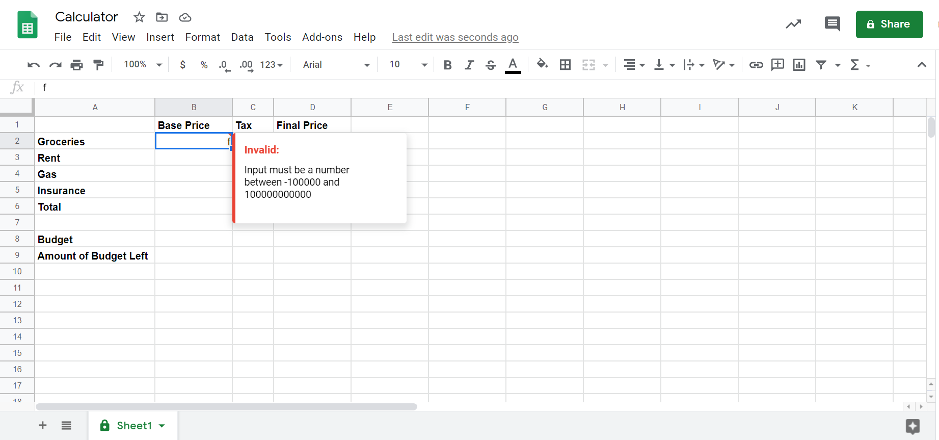 Creating a Google Sheets Specific Use Calculator Using Functions ...
