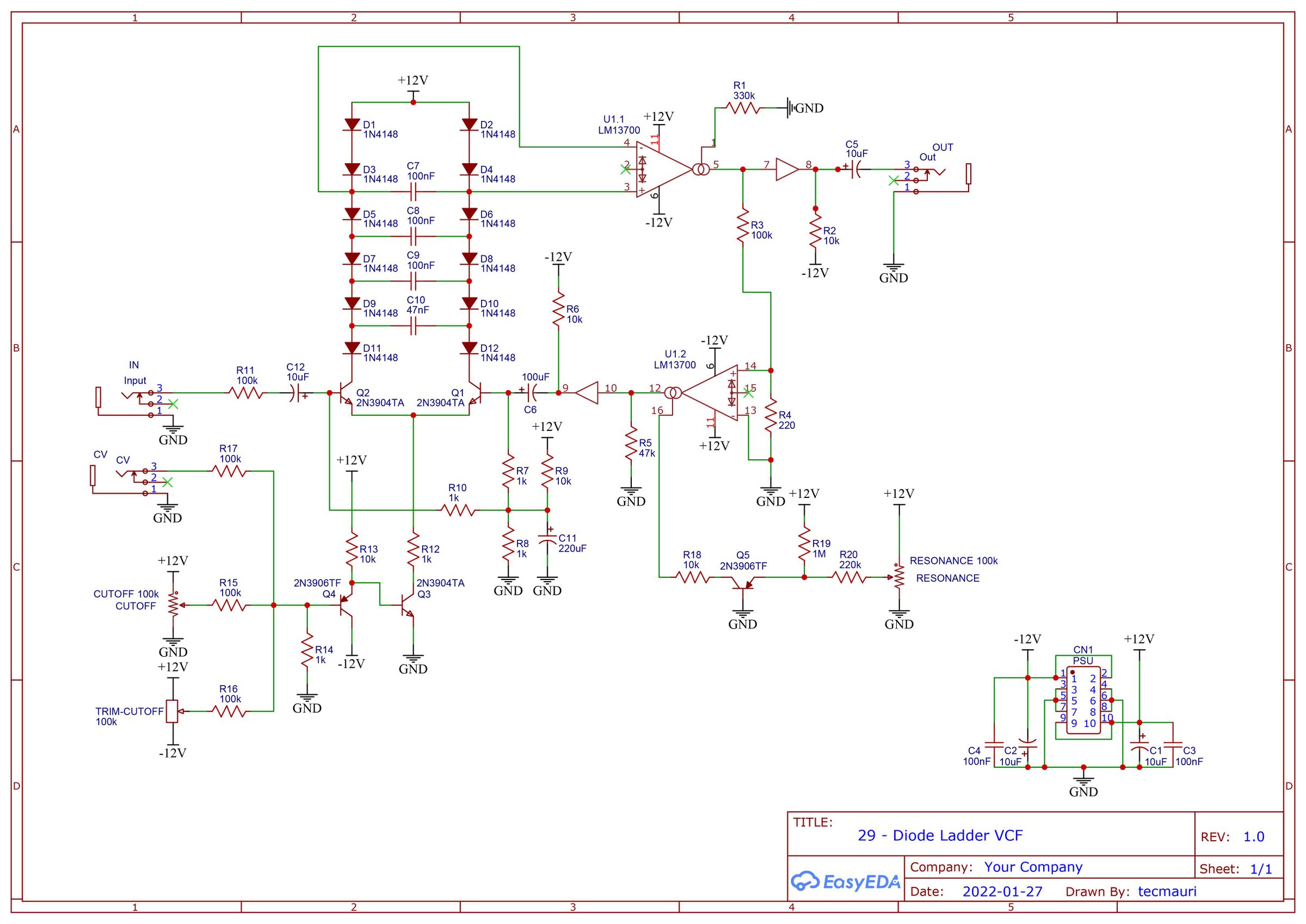 Diode Ladder Vcf With No Pcb 38 Steps Instructables