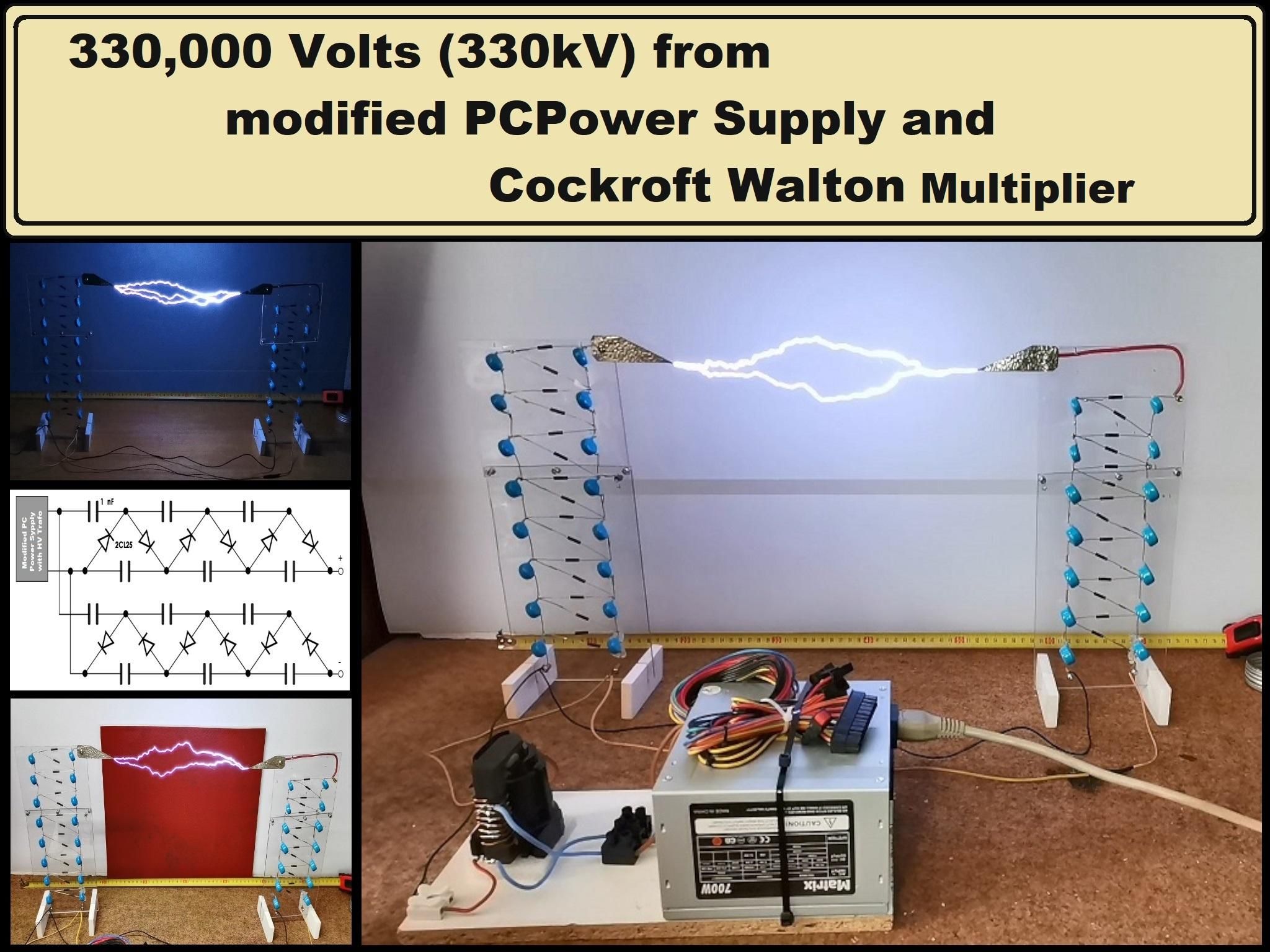 330,000 Volts (330kV) From Modified PC Power Supply and Cockroft Walton ...