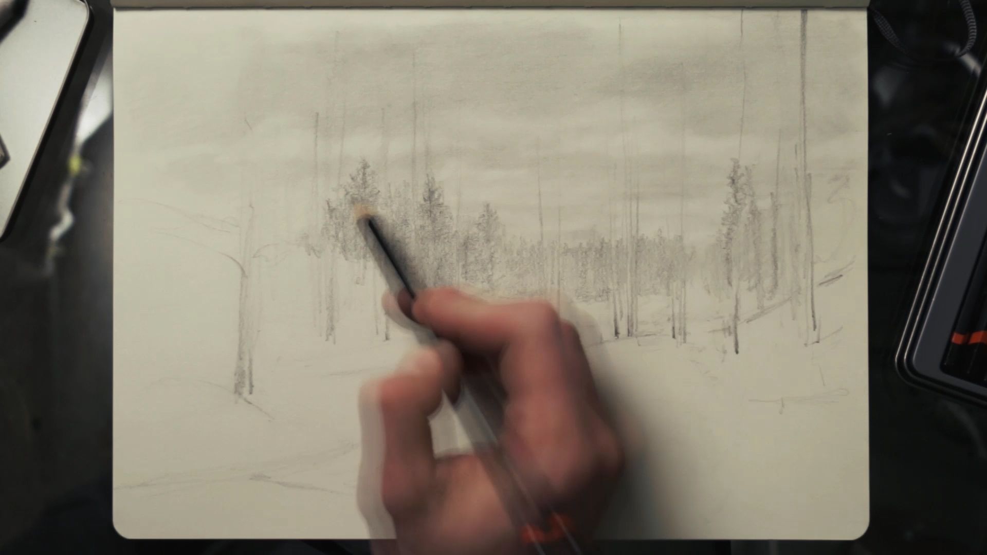Drawing a Landscape With Pencil // Timelaps Art Video : 5 Steps (with ...