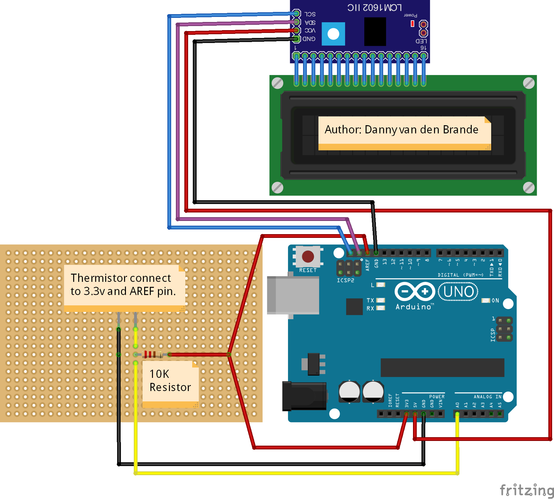 Arduino - LCD1602A I2C - Waterproof Thermistor With LCD1602A ...