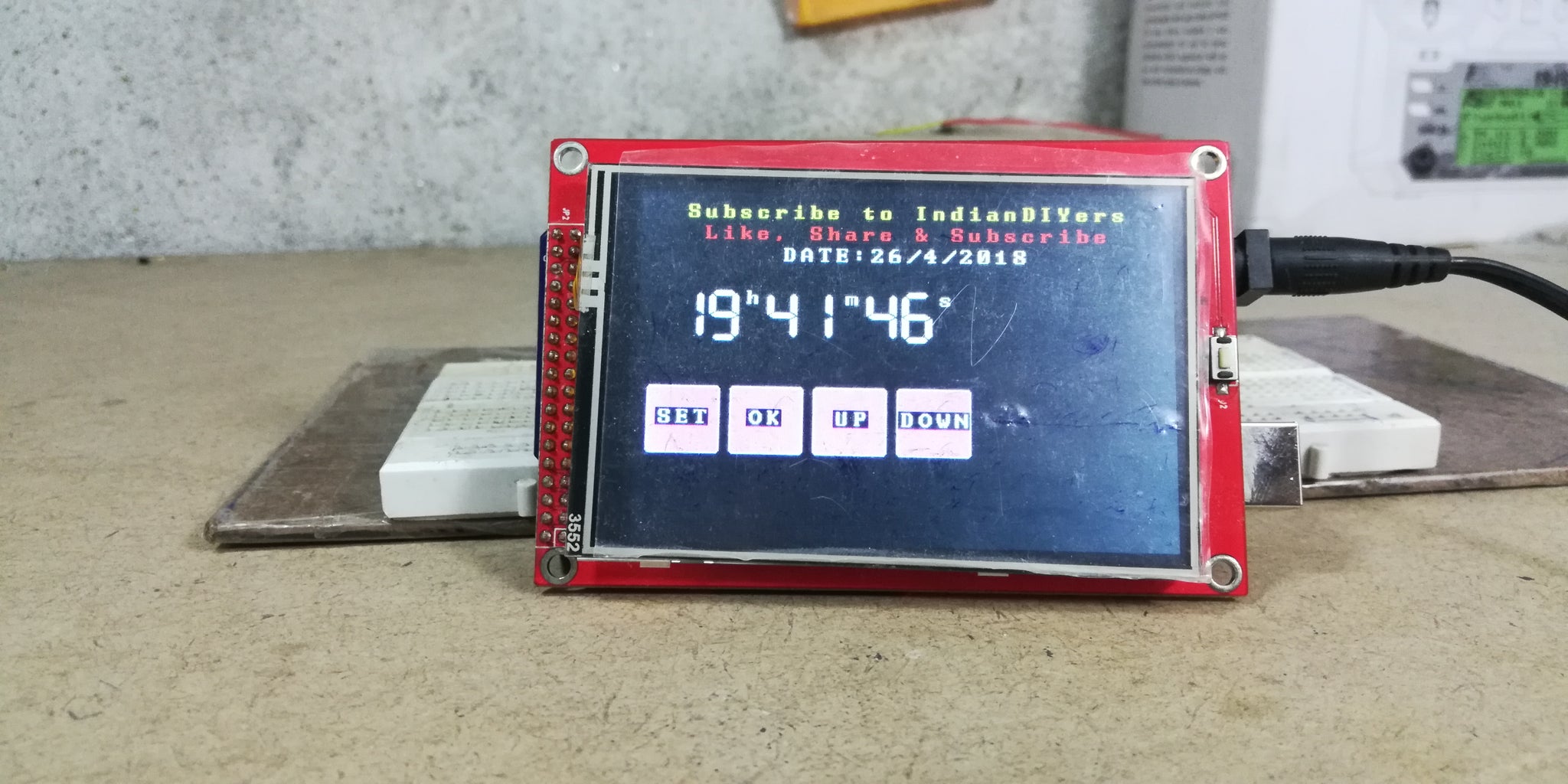 How To Make Realtime Clock Using Arduino And Tft Displayarduino Mega Rtc With 35 Inch Tft