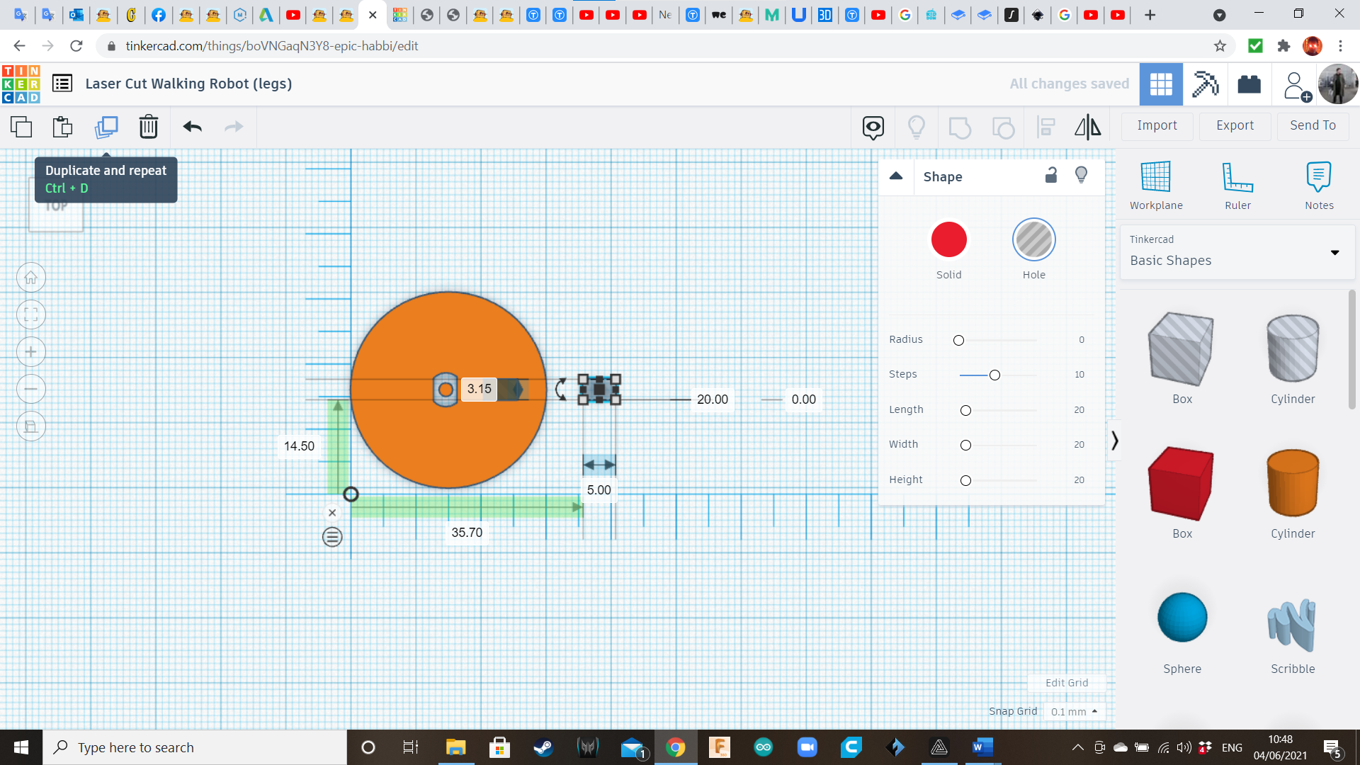 Tinkercad Robotics for School: Laser-cut Walking Machine! : 27 Steps ...