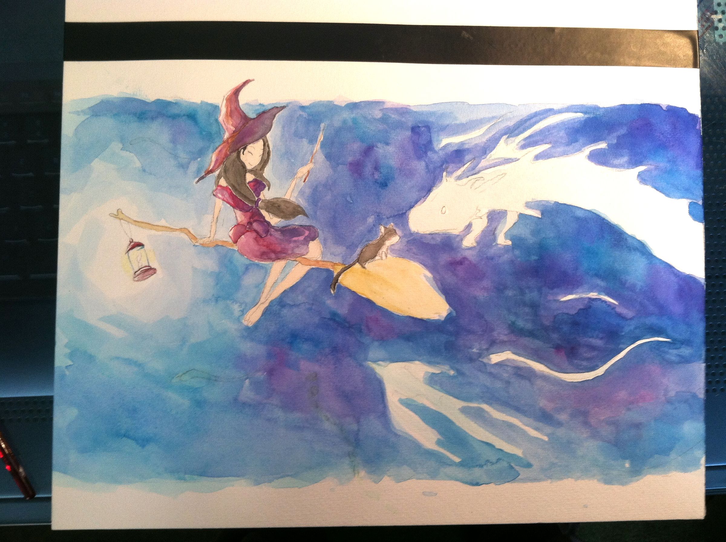 Illustrating a Witch and Her Cat With Watercolors : 14 Steps (with ...