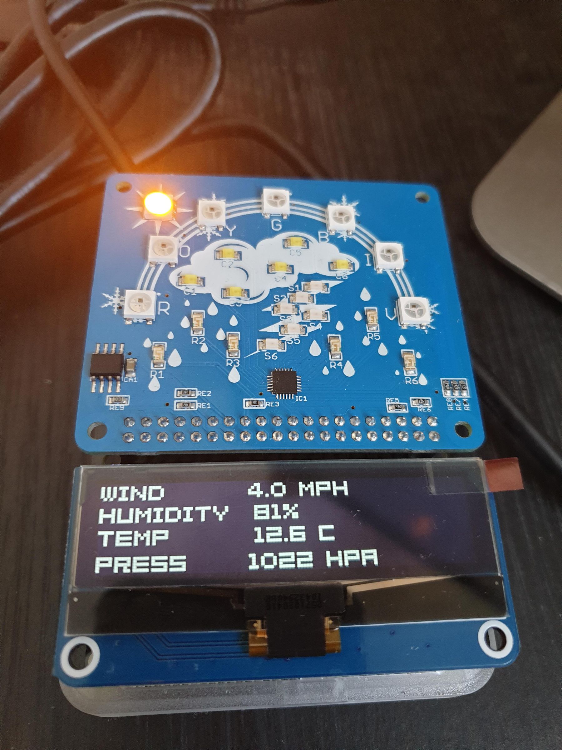 Simple Weather Display Using Raspberry PI and Cyntech WeatherHAT : 4 ...