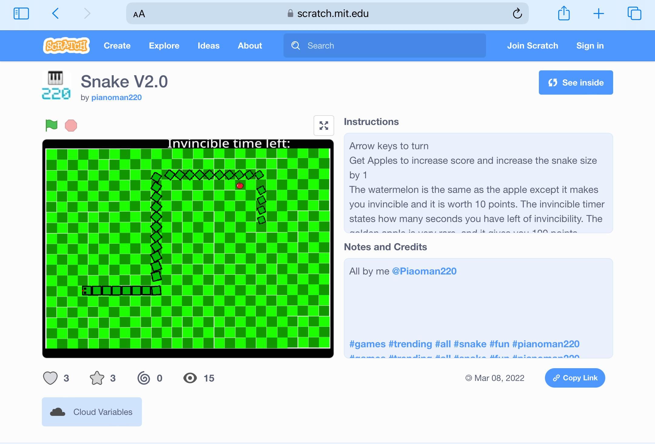 Snake V2.0 in Scratch : 3 Steps - Instructables