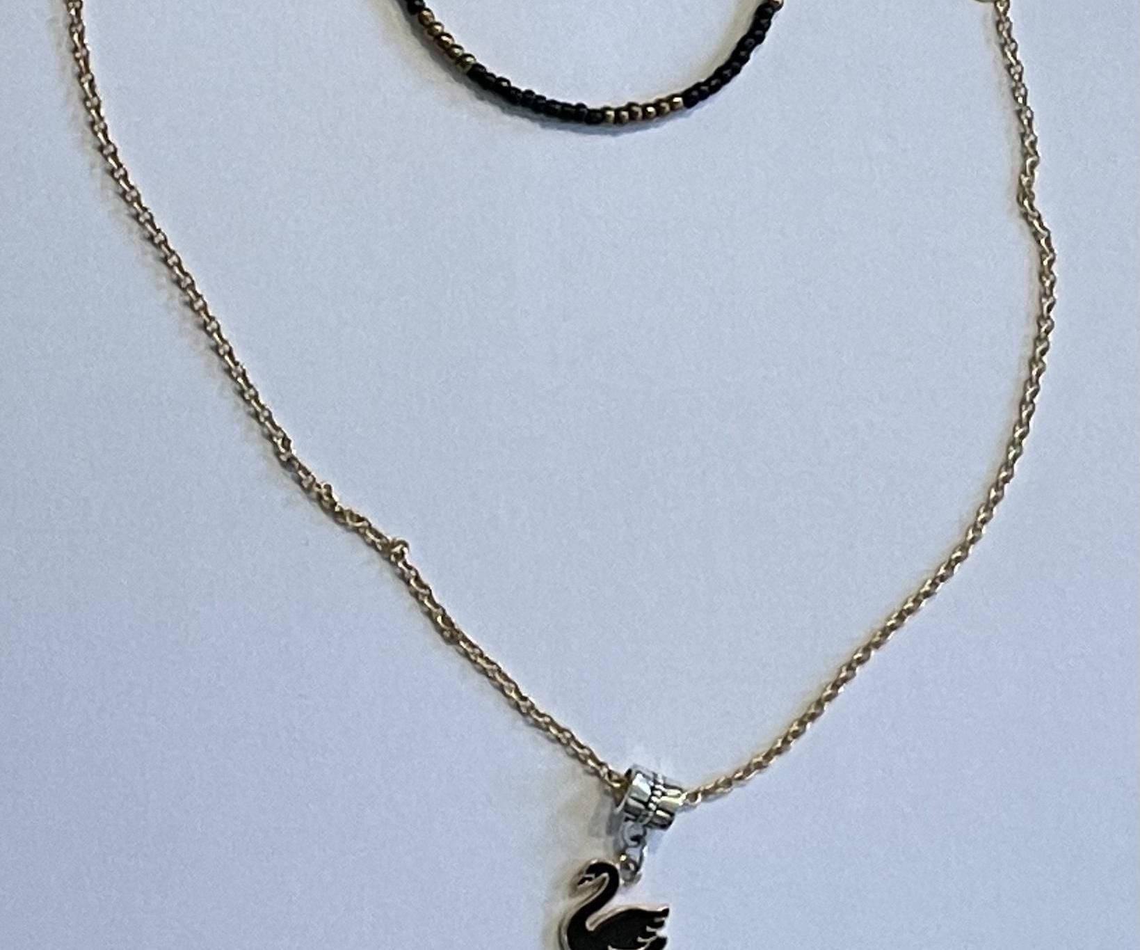 Layered Beaded and Chain With Swan Necklace Tutorial : 9 Steps ...