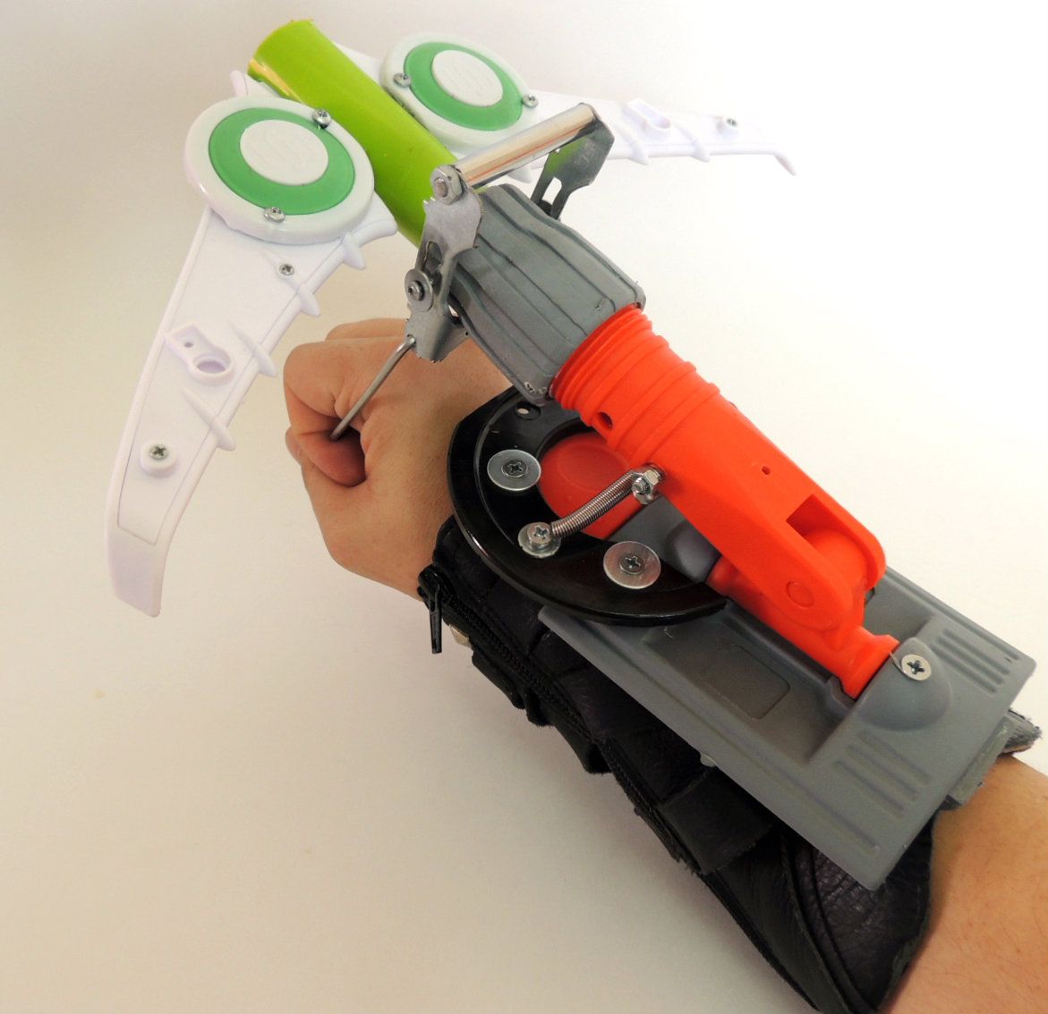 Superheroic Wrist Gun (made of Plastic Trash and an Old Leather Boot ...